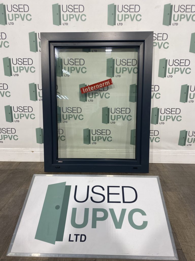 Aluminium Grey Casement Window | Green doors