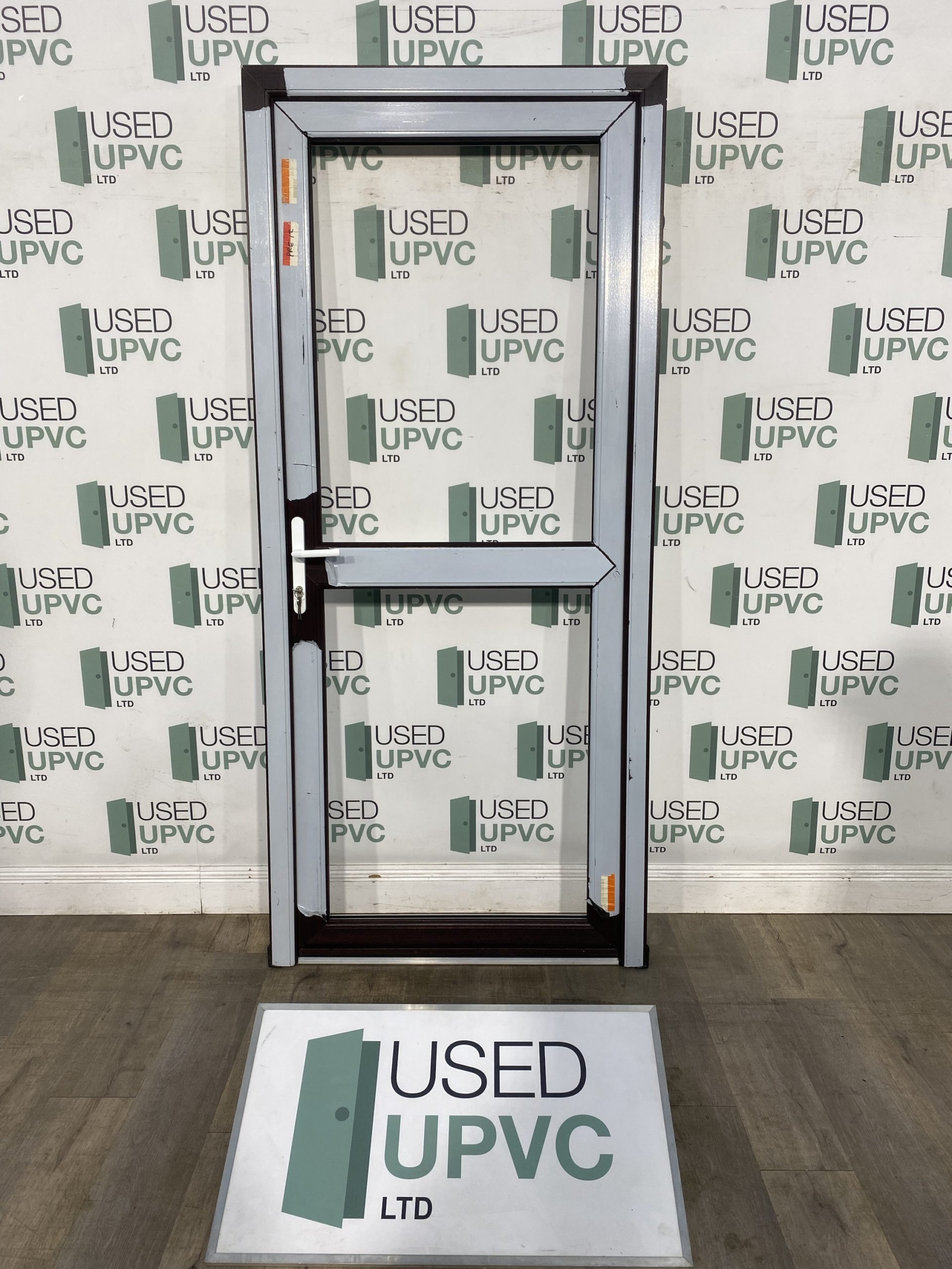 Upvc Back Door Brown Mahogany Profile 22 Half Panel Exterior Pvcu Pvc ...