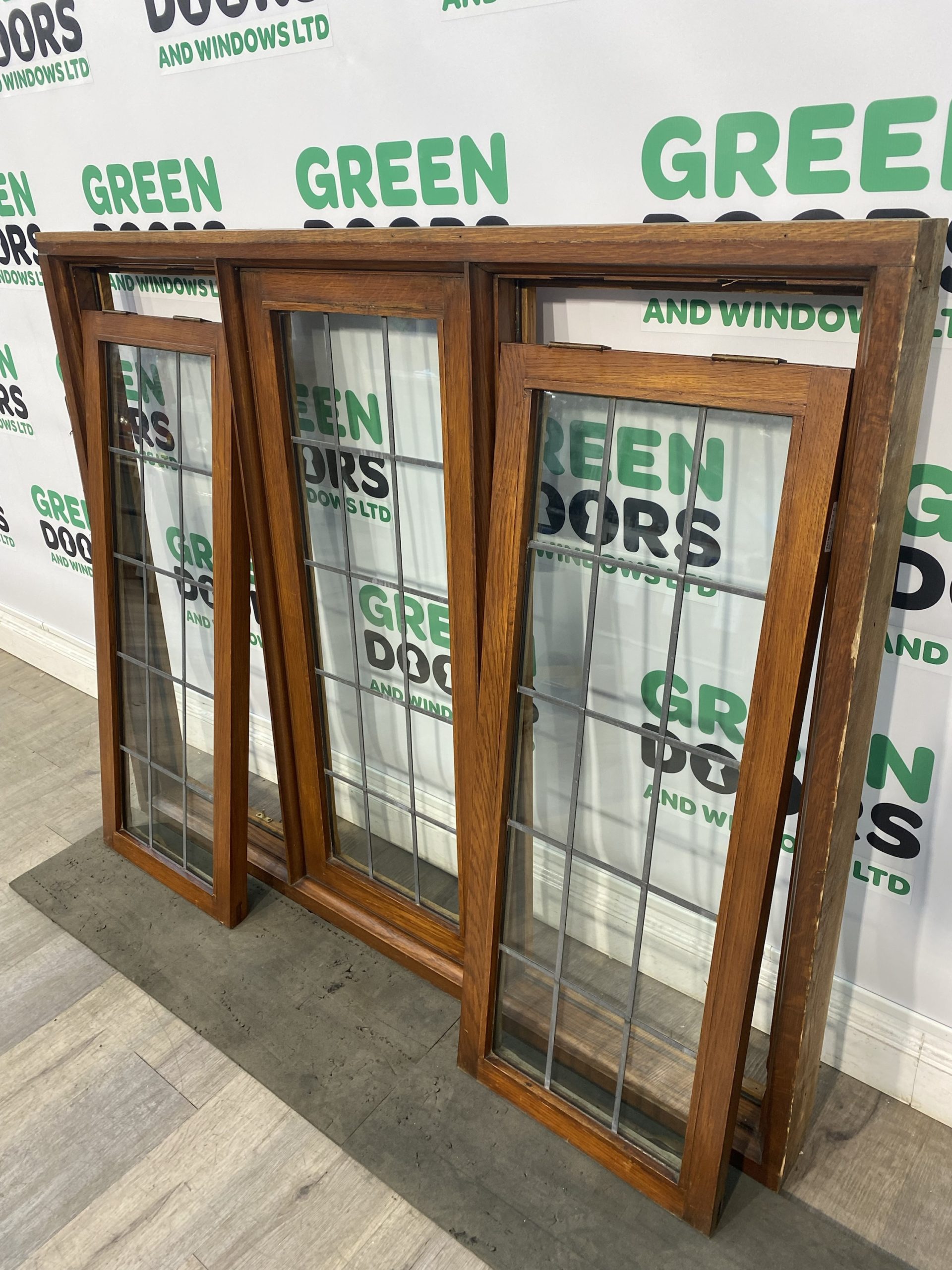 Solid Oak Varnished Casement Window | Green doors