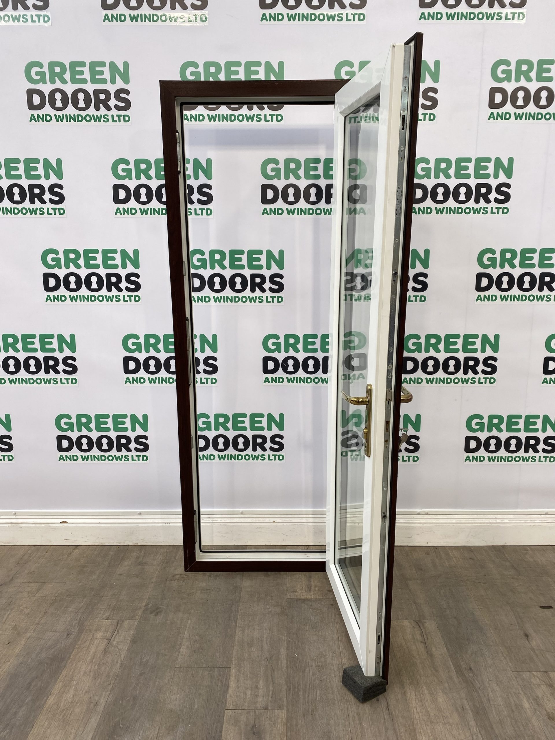 uPVC Brown (Rosewood) Back Door | Green doors