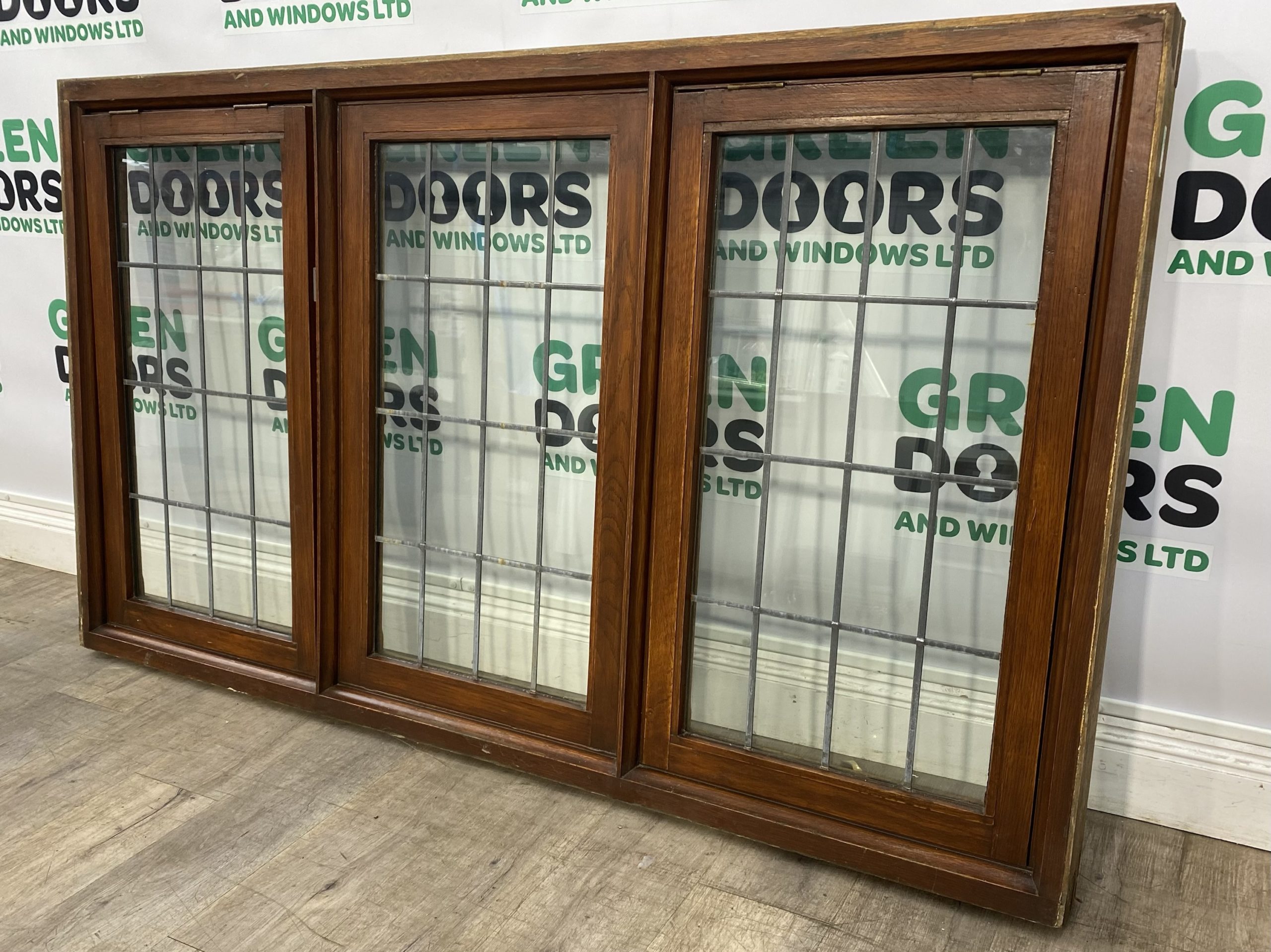 Solid Oak Brown Casement Window | Green doors