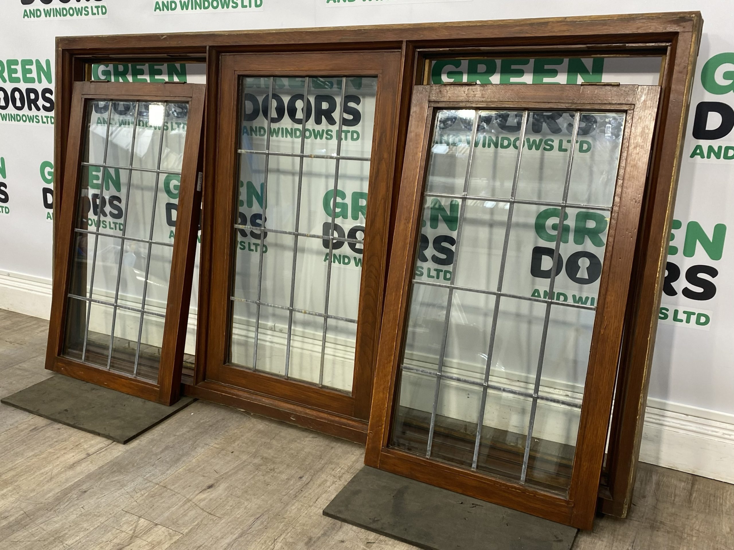 Solid Oak Brown Casement Window | Green doors