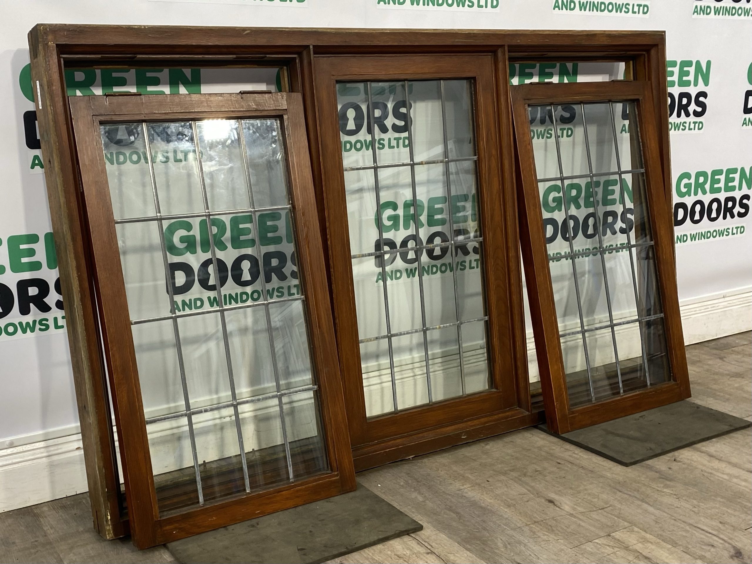 Solid Oak Brown Casement Window | Green doors