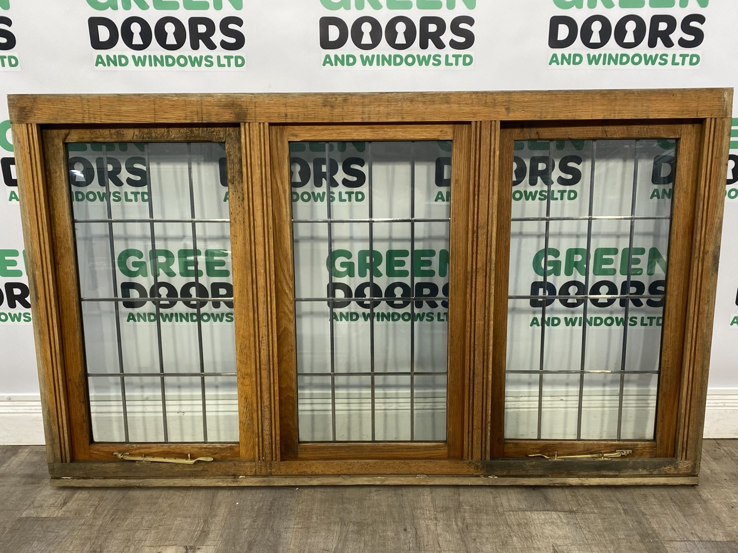 Solid Oak Brown Casement Window | Green doors
