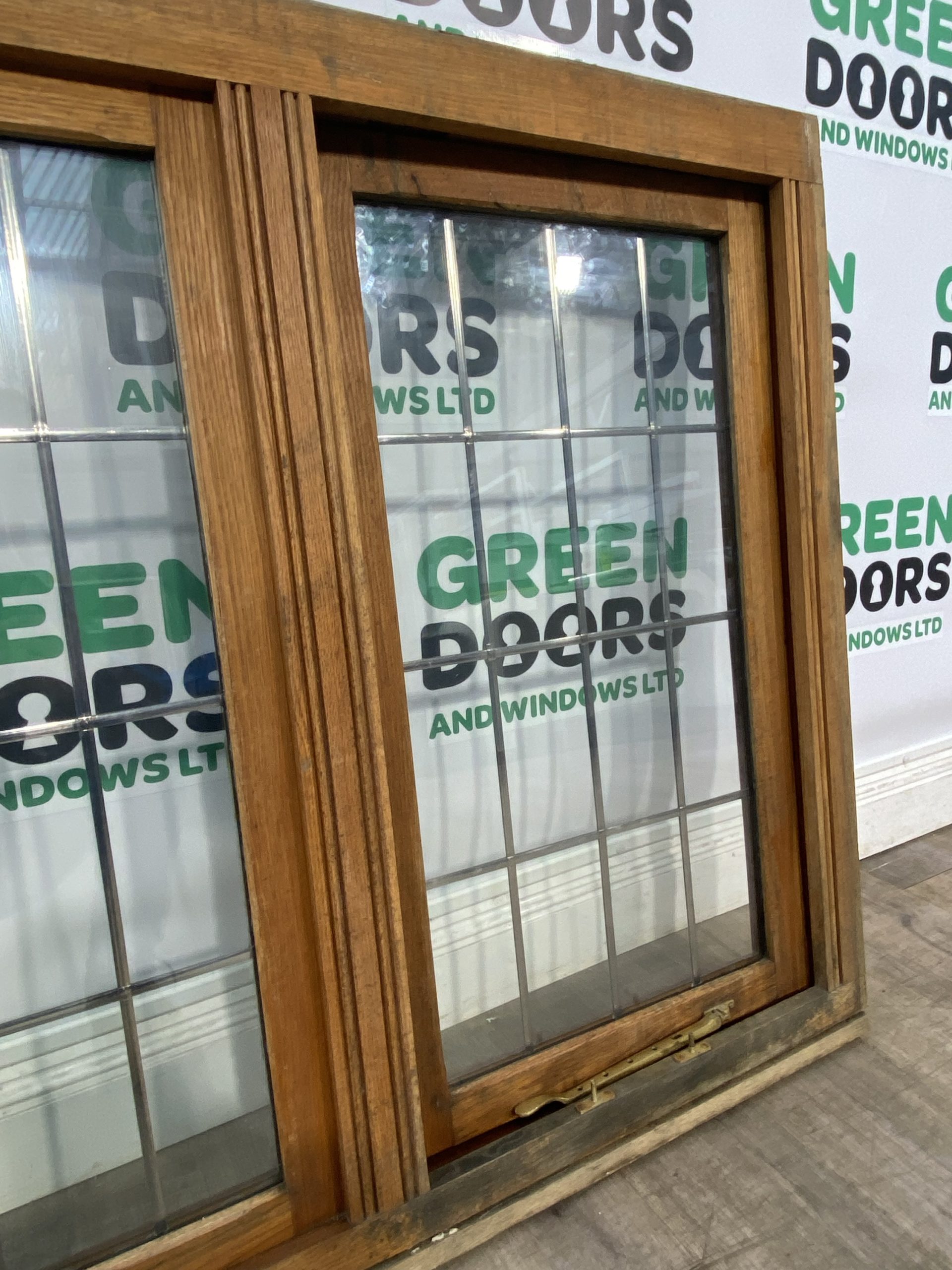 Solid Oak Brown Casement Window | Green doors