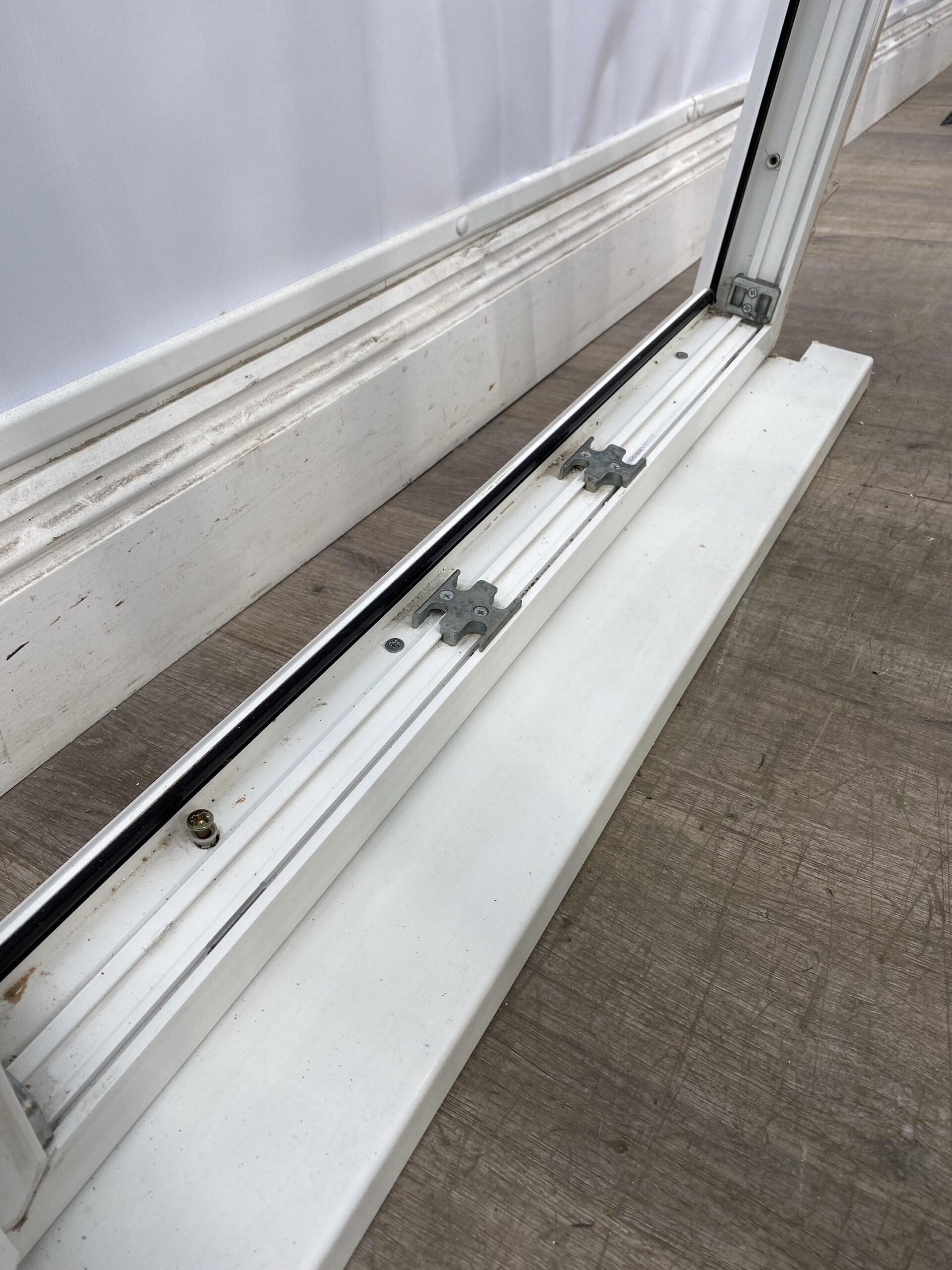 uPVC White Casement Window With Morley Blinds | Green doors