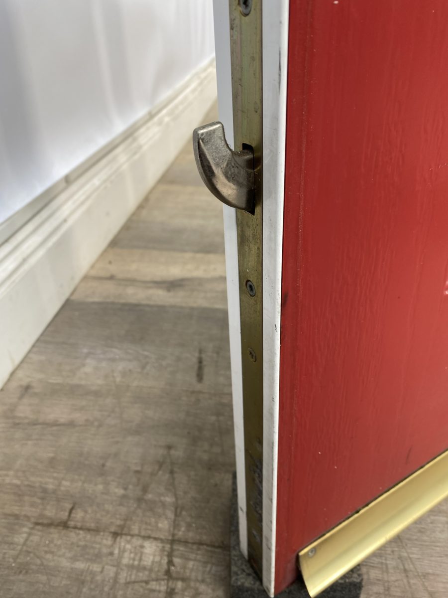 Composite Front Door Red Exterior Distorted Stained Glass Double Glazed ...