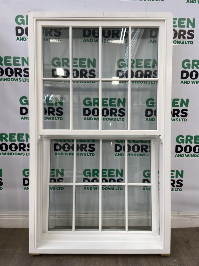 'Gowercroft' Wooden White Fixed Window | Green doors