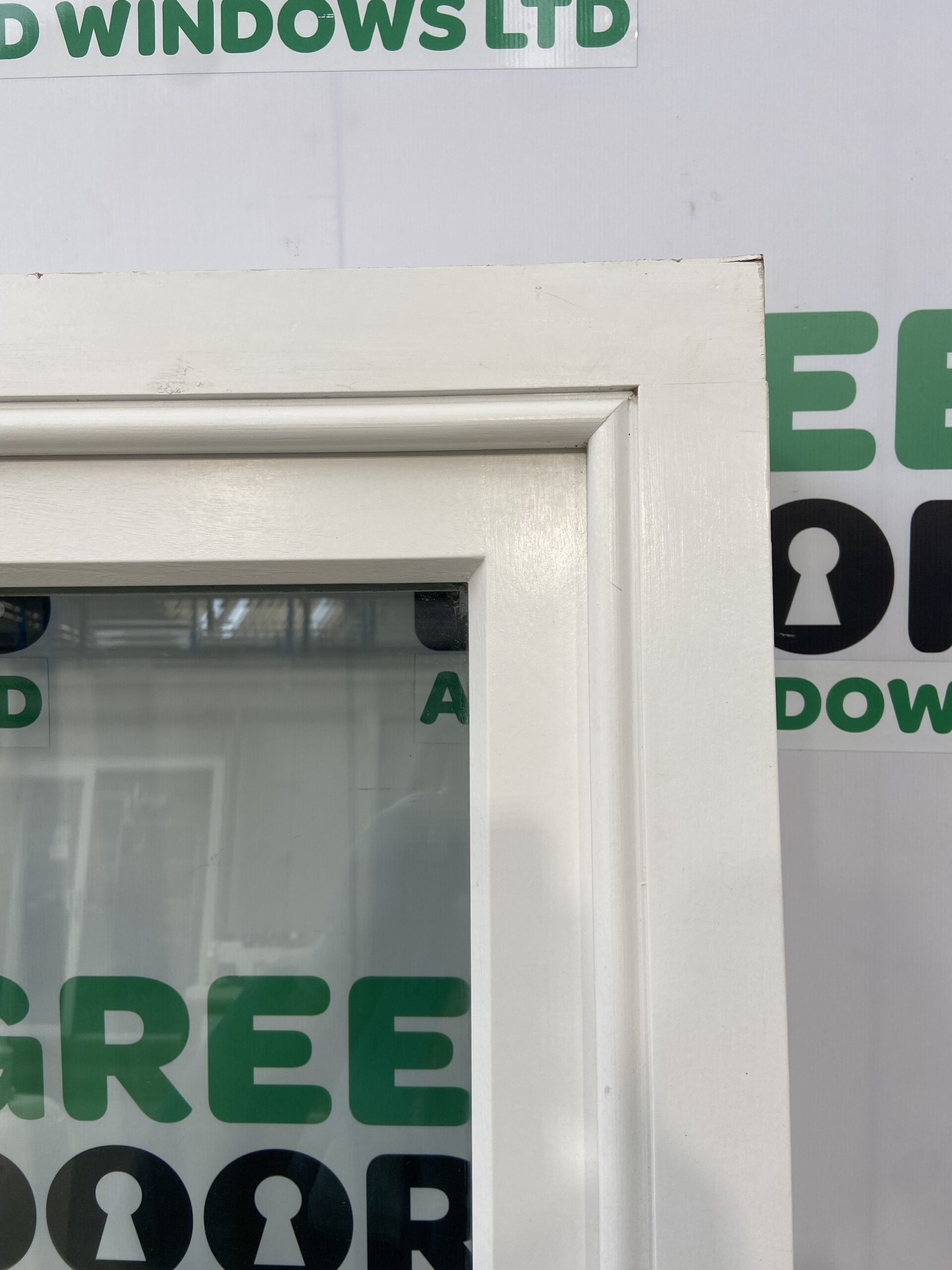 'Gowercroft' Wooden White Fixed Window | Green doors