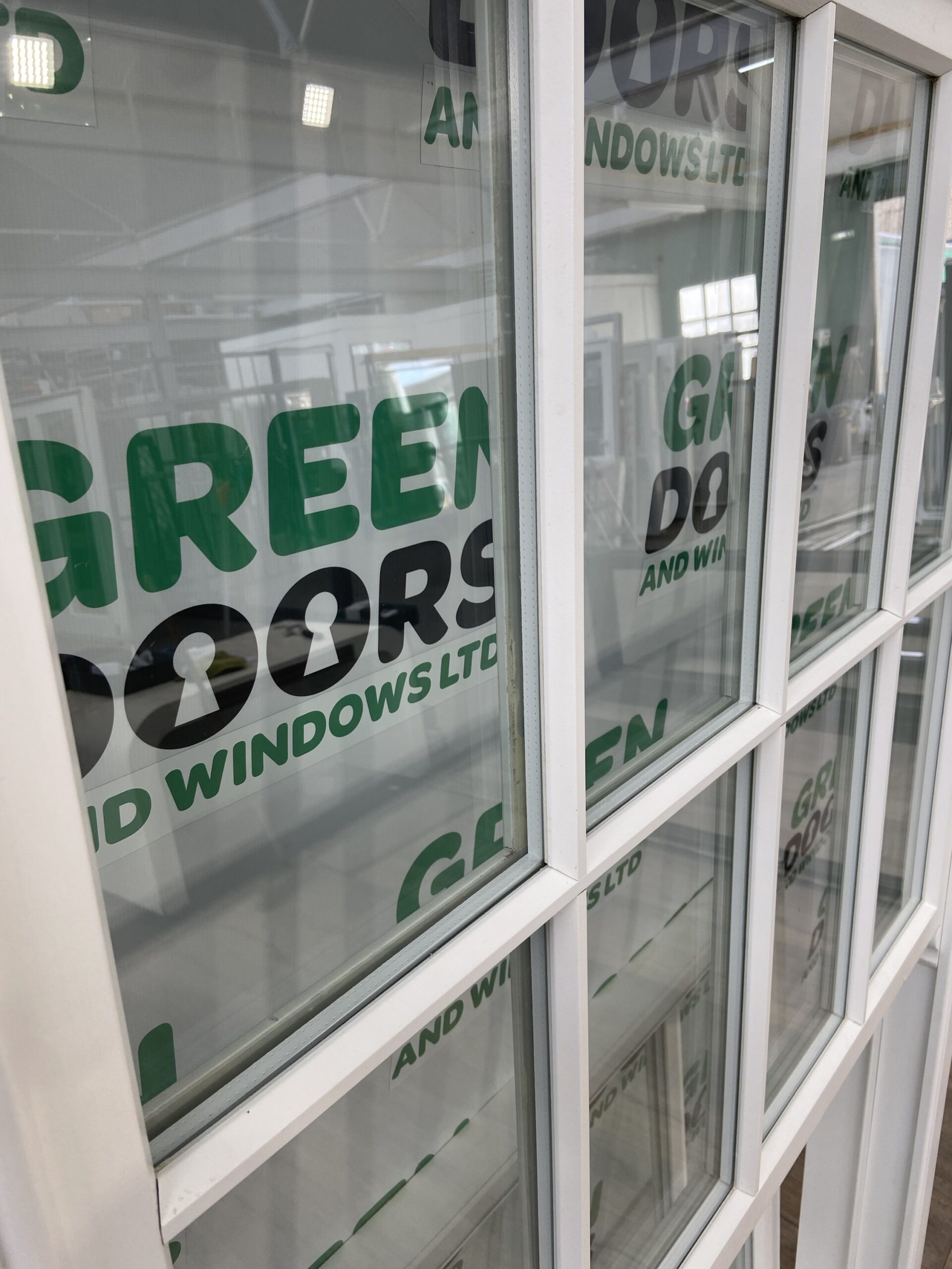 'Gowercroft' Wooden White Fixed Window | Green doors
