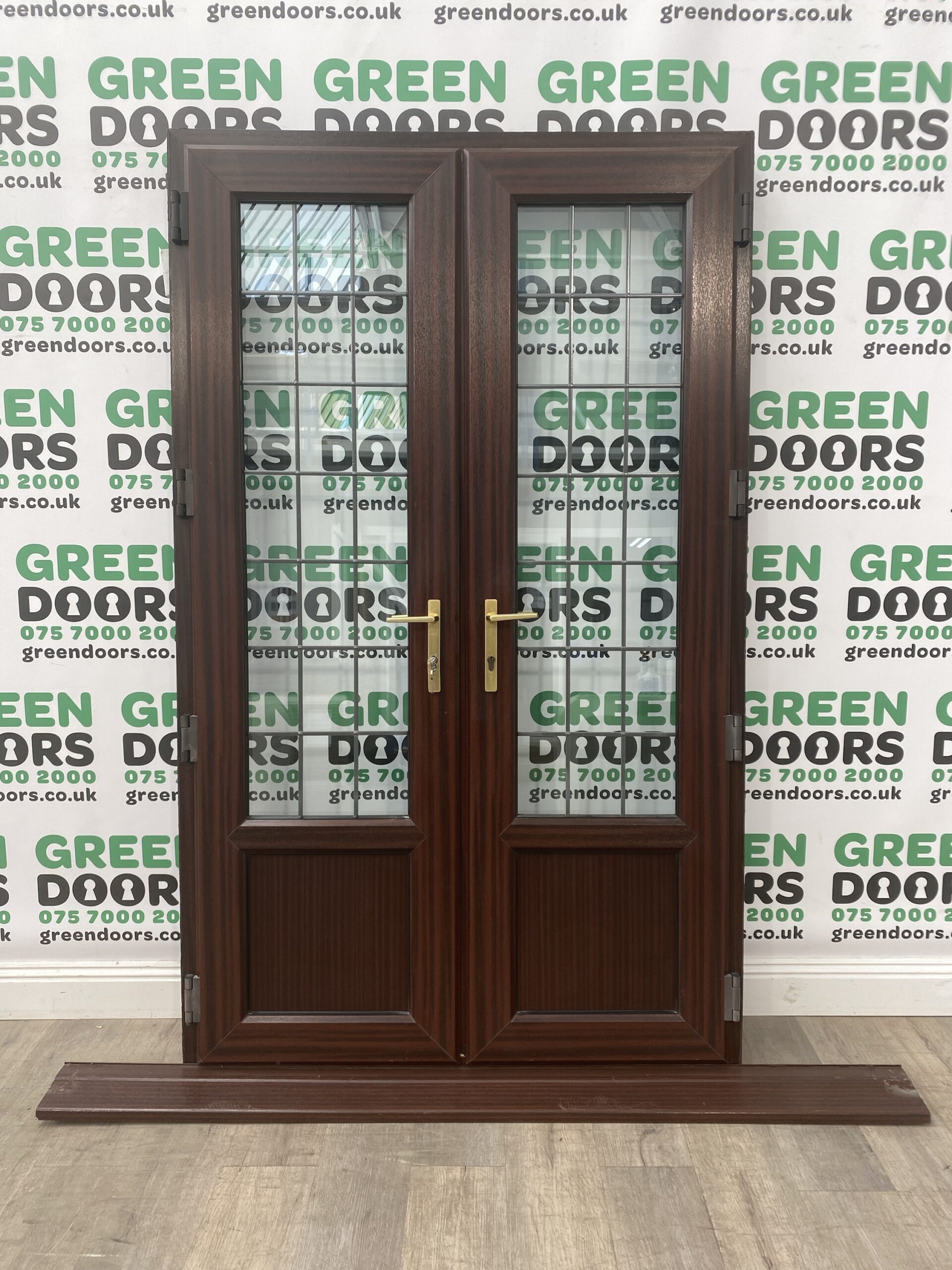 Upvc Brown (Mahogany) French Doors | Green doors