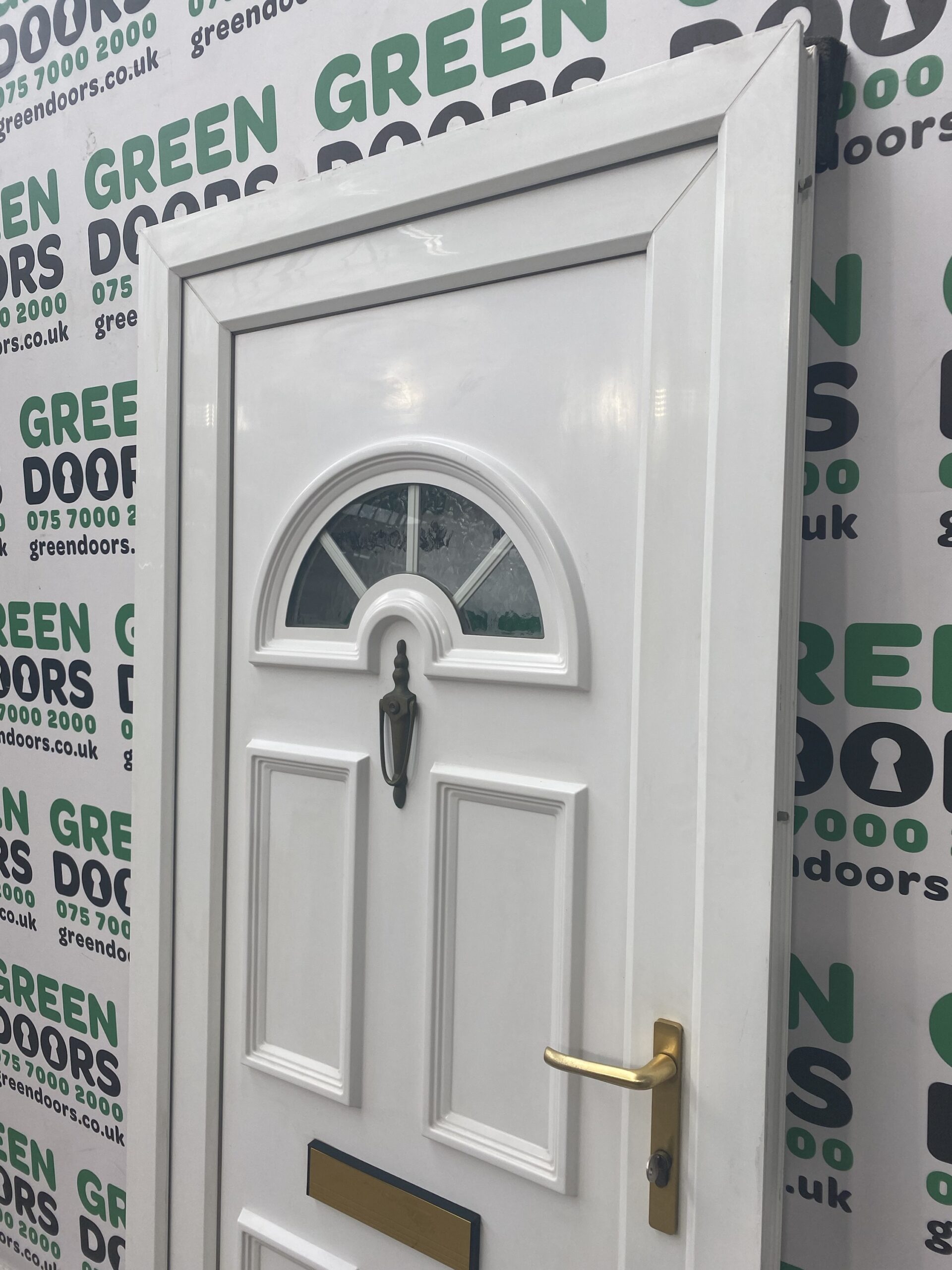 'REHAU' White uPVC Front Door | Green doors