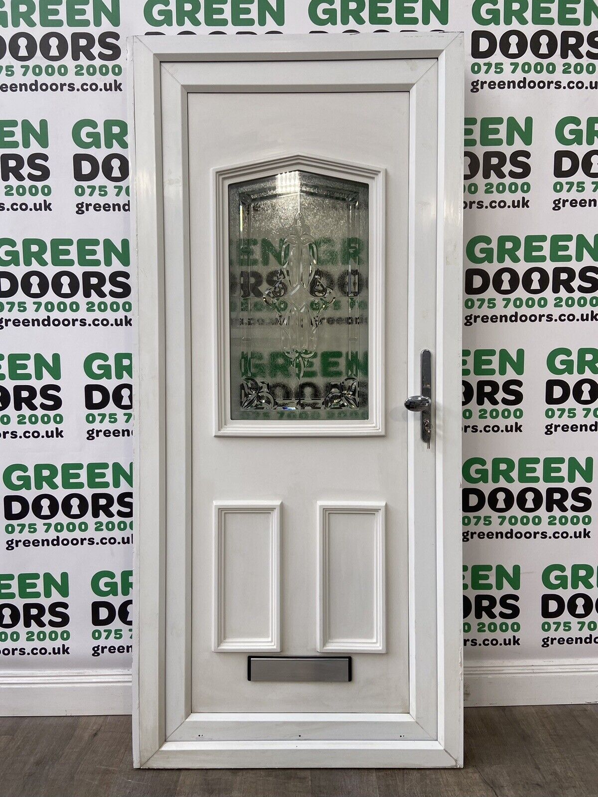 uPVC White Front Door | Green doors