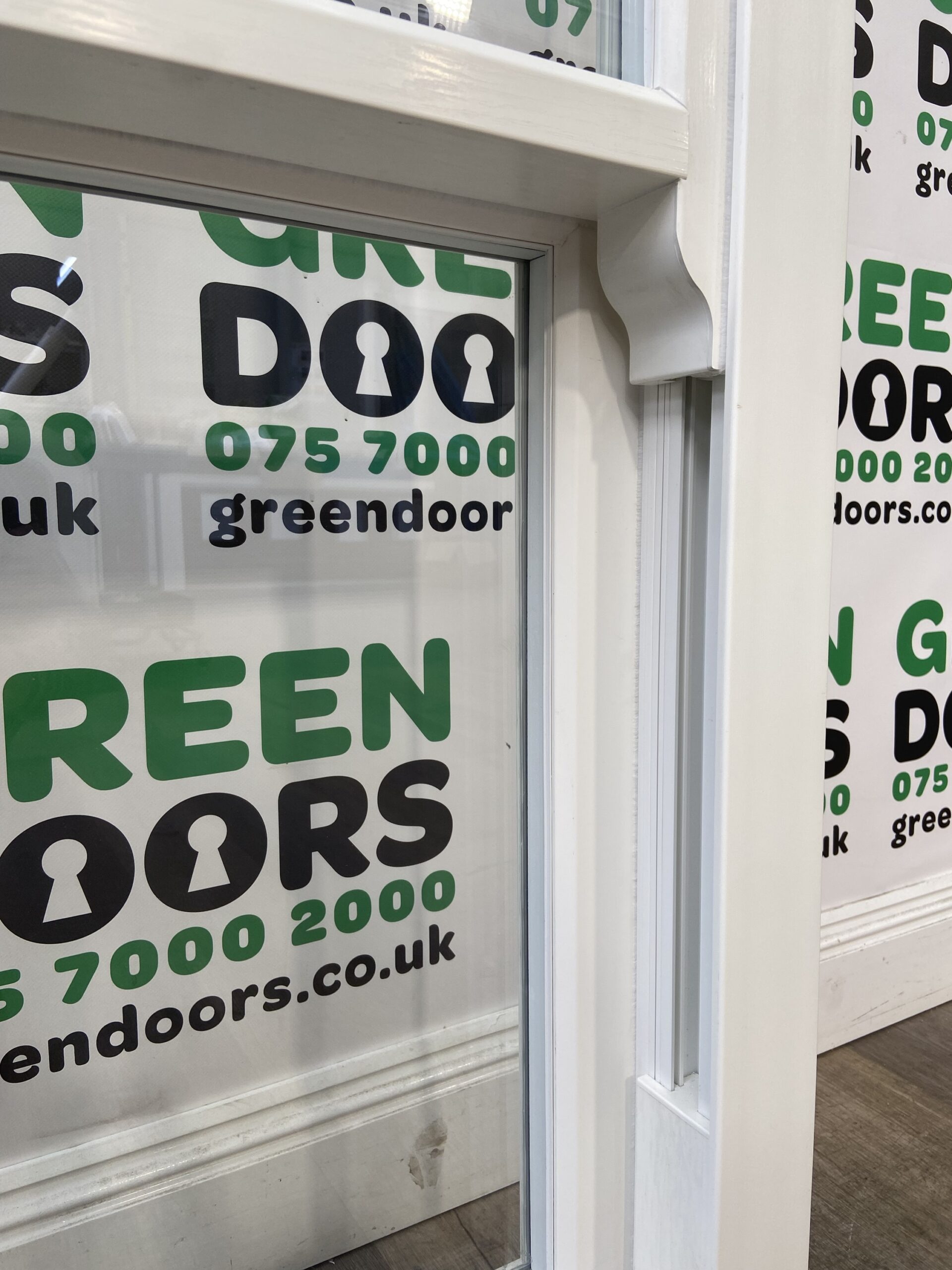 'Residence Collection' uPVC White Box Sash Window | Green doors