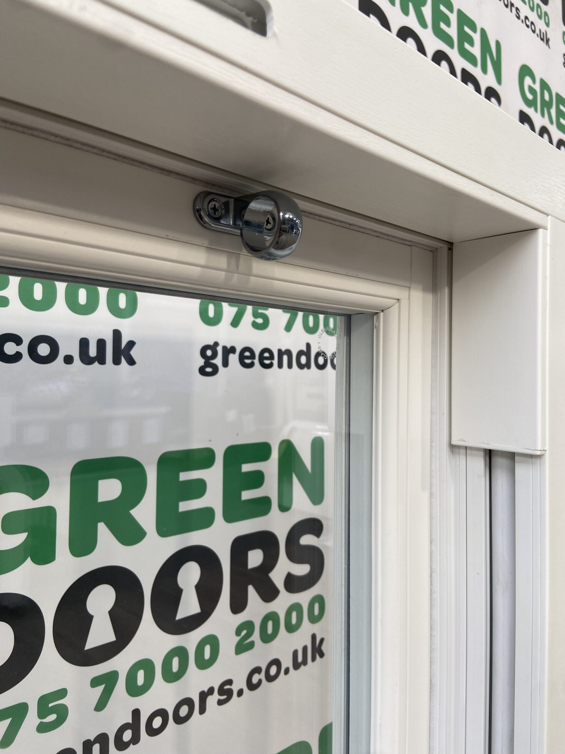 'Residence Collection' uPVC White Box Sash Window | Green doors