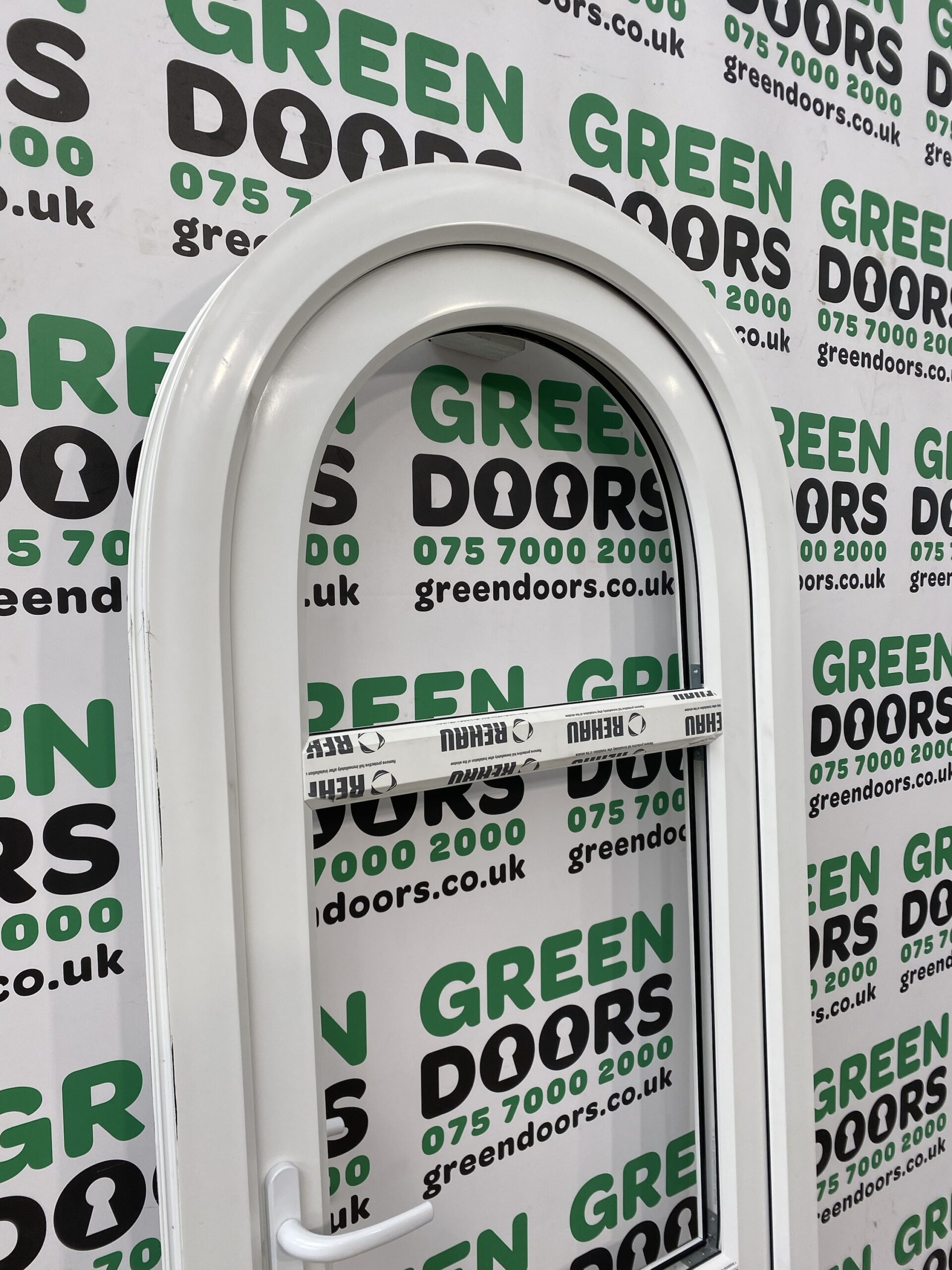 'Rehau' uPVC White Back Door | Green doors