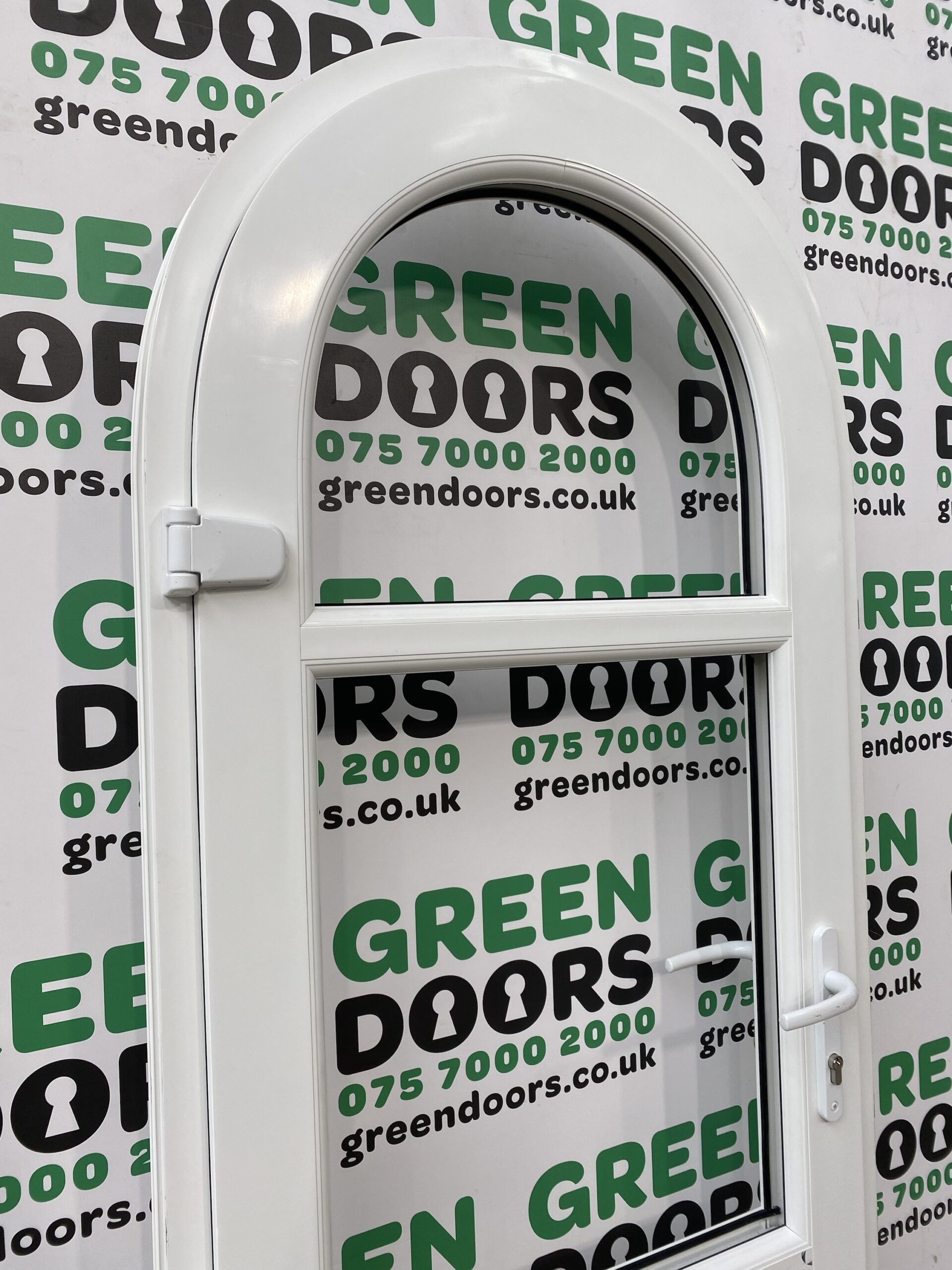 'Rehau' uPVC White Back Door | Green doors