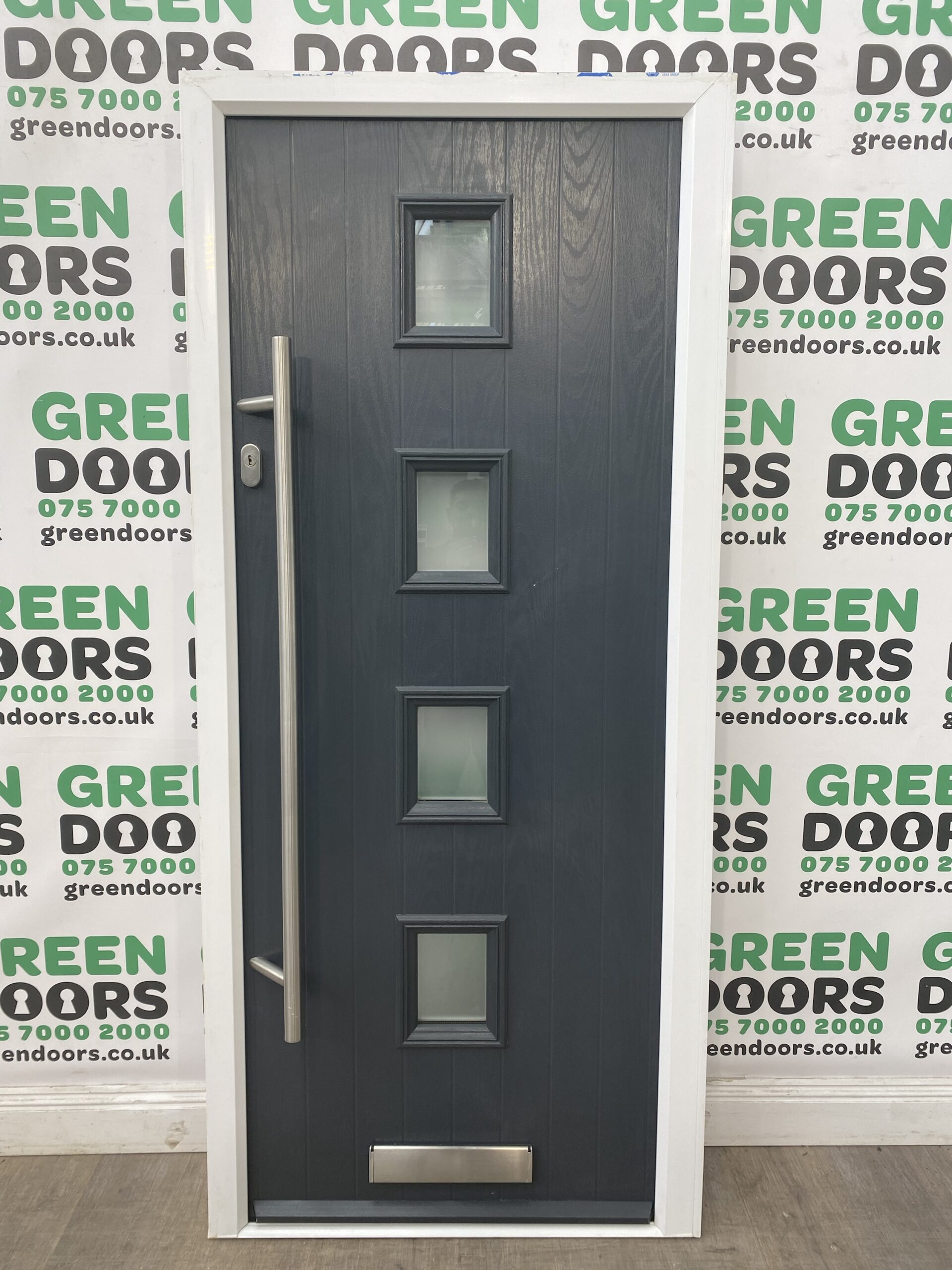 'VEKA' uPVC Anthracite Grey Front Door | Green doors