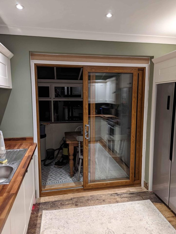 Upvc Brown (Golden Oak) Patio/Sliding Doors | Green doors