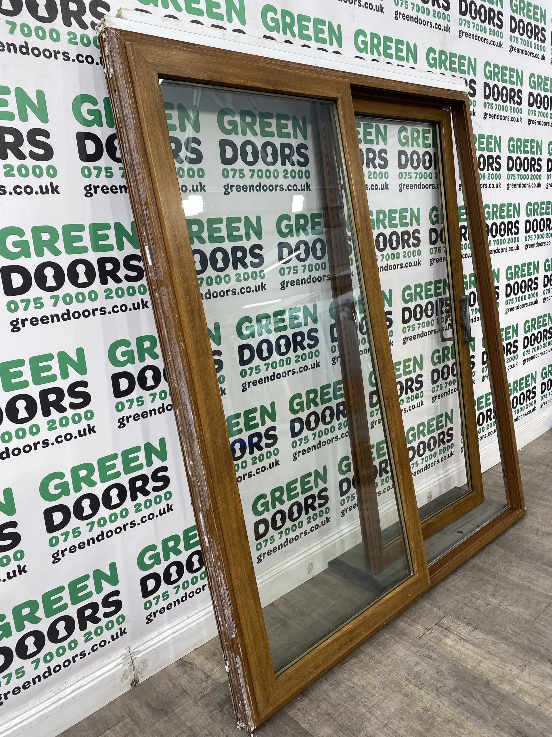 Upvc Brown (Golden Oak) Patio/Sliding Doors | Green doors