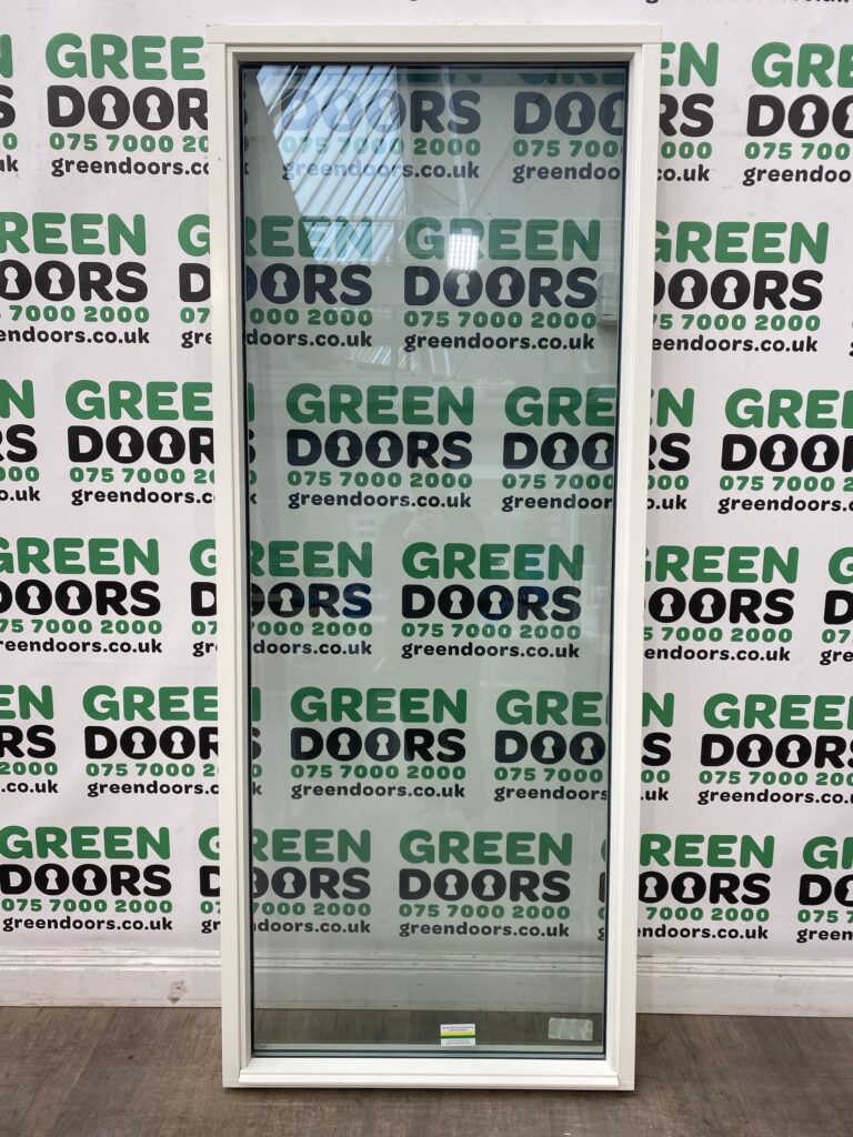 'NorDan' Wooden White Fixed Window | Green doors