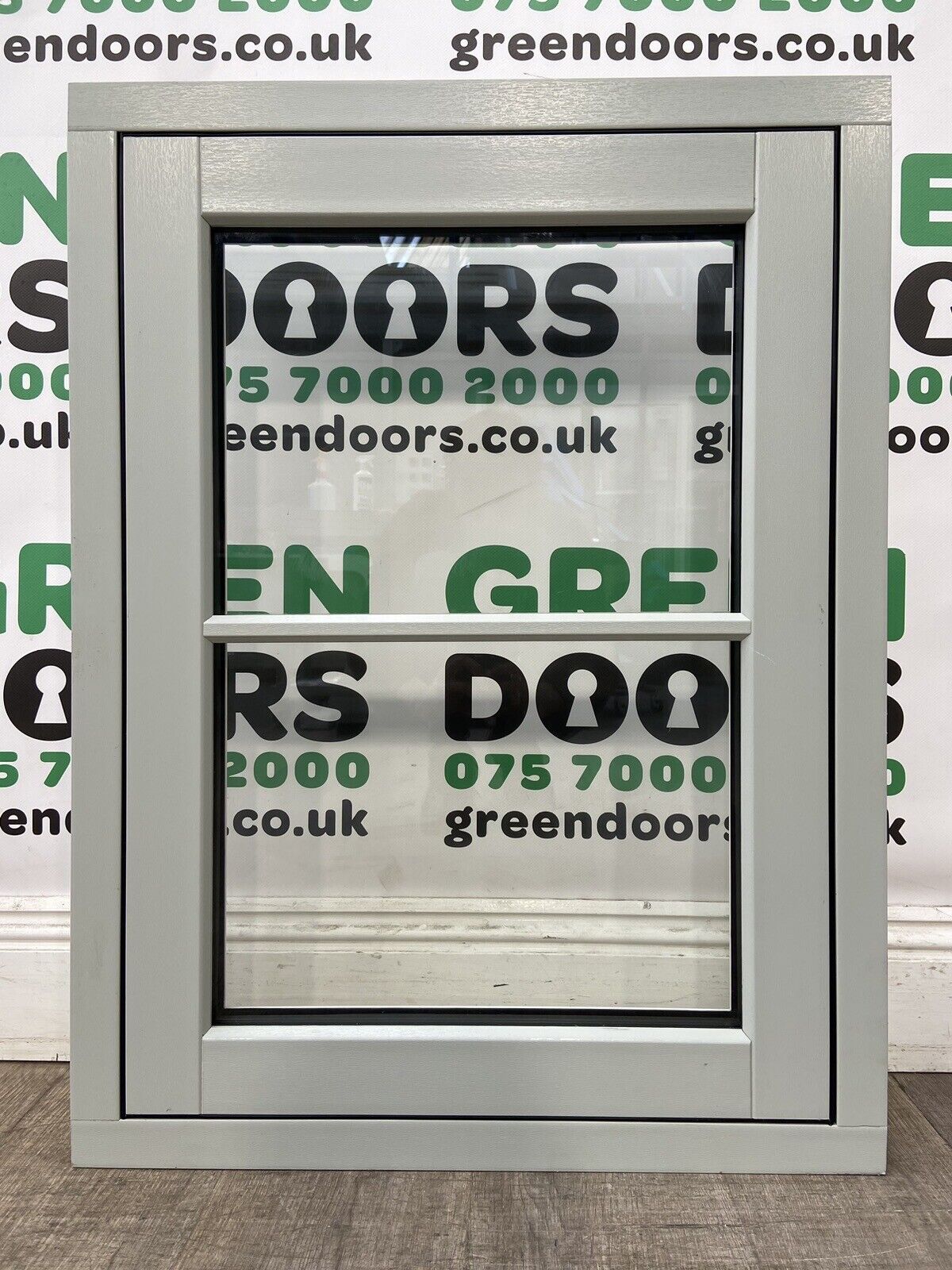 'Halo' uPVC Grey Casement Window | Green doors
