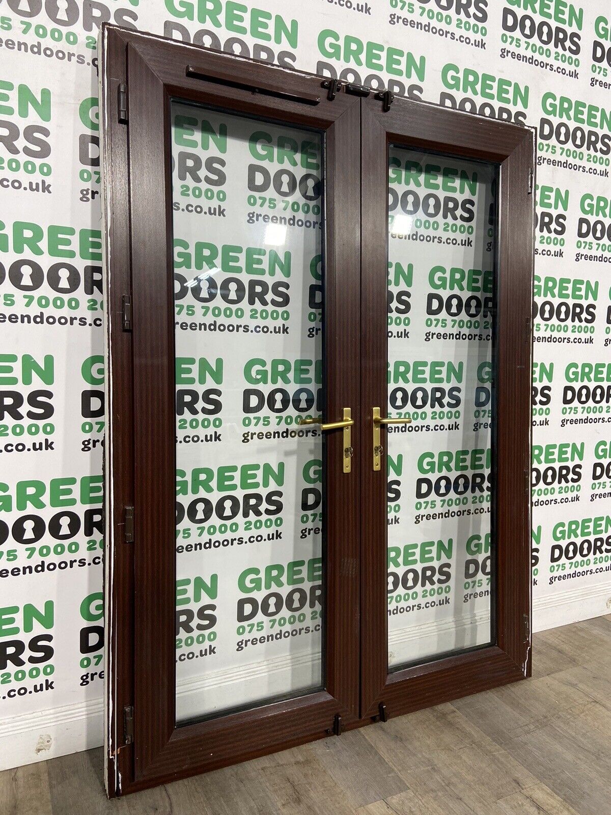 INWARDS OPENING FRENCH DOORS UPVC BROWN JULIET BALCONY EXTERNAL ...