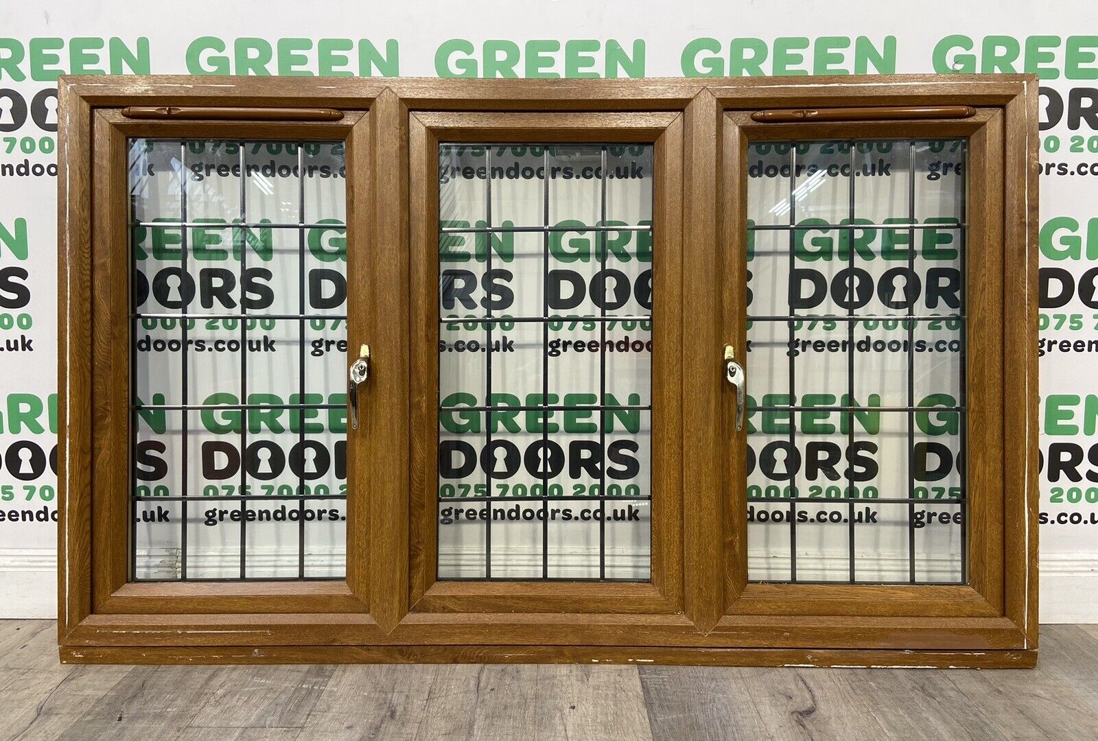 Upvc Casement Window Brown (Golden Oak) | Green doors