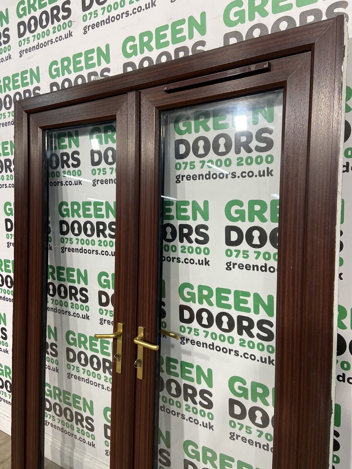 Upvc Brown (Mahogany) French Doors | Green doors