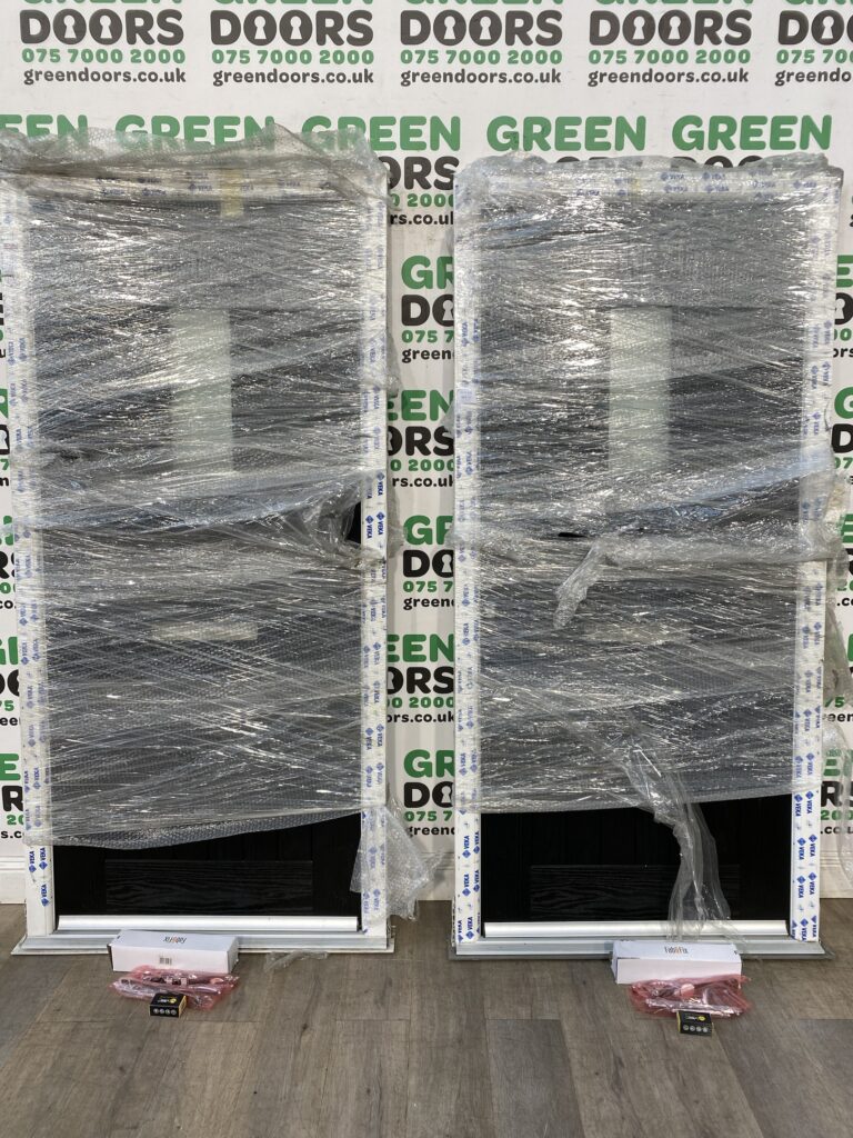 Veka Composite Black Front Door | Green doors