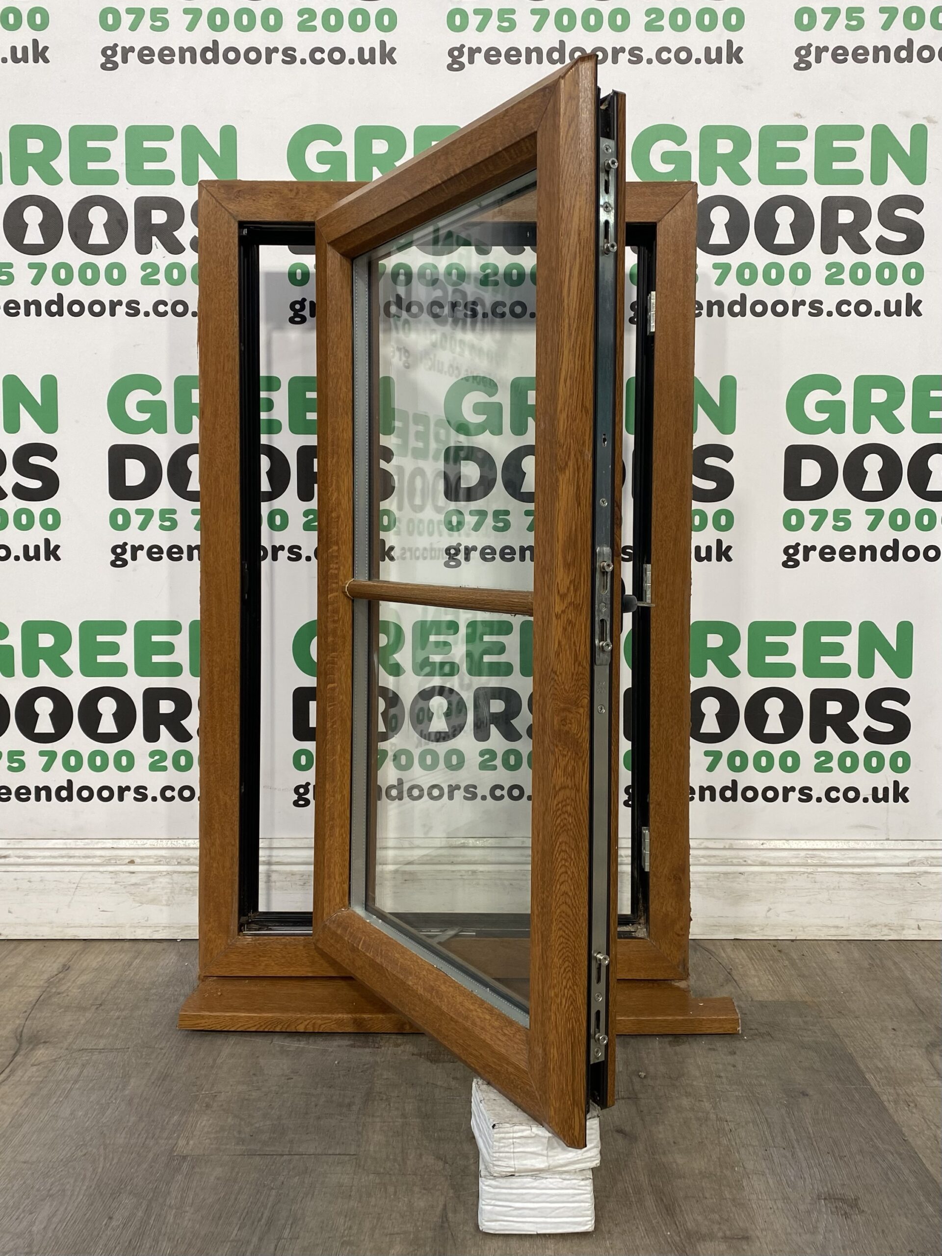 Upvc Brown (Golden Oak) Casement Window | Green doors