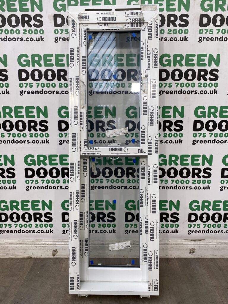 White uPVC Box Sash Window | Green doors
