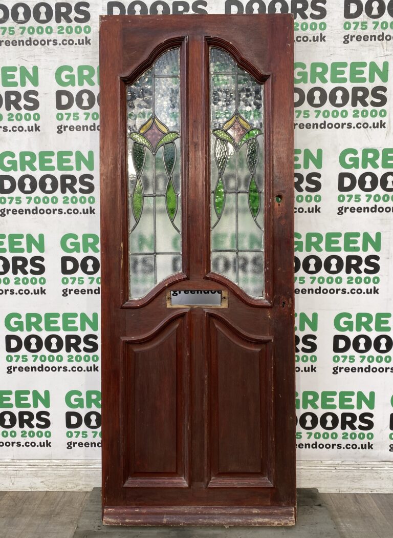 Original wood grain / varnished Wooden Front door | Green doors