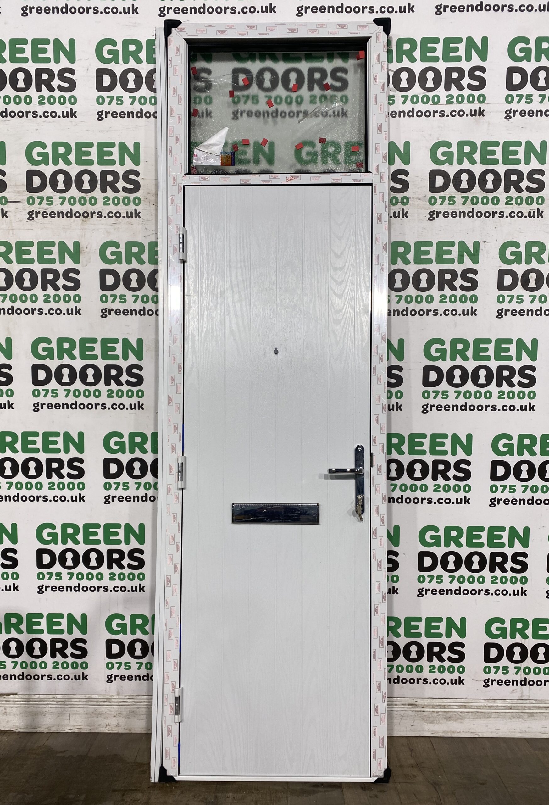 Narrow White Composite Front door | Green doors