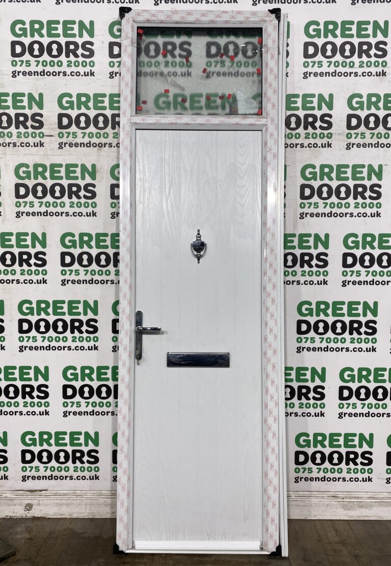 Narrow White Composite Front door | Green doors
