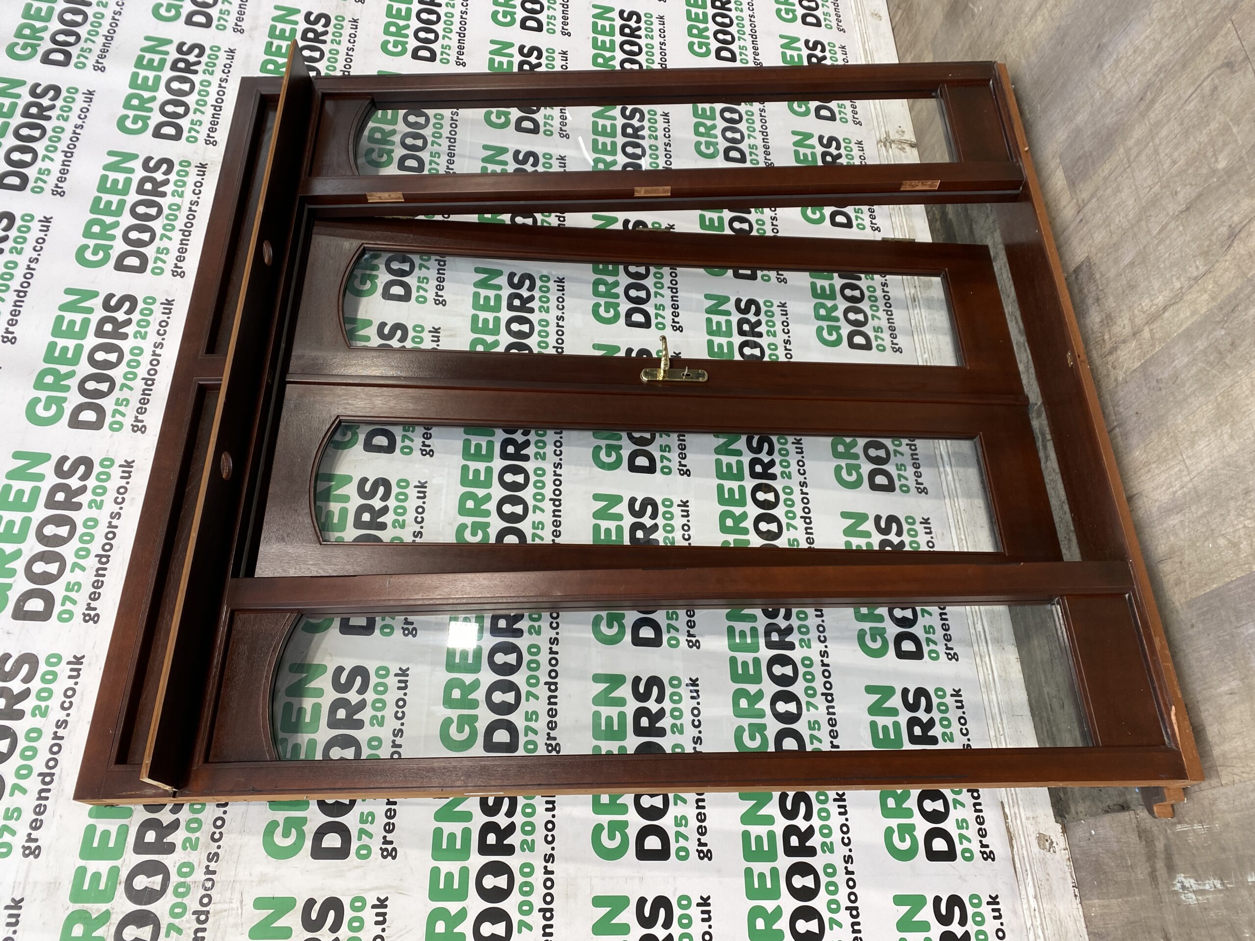 Original wood grain / varnished Wooden French doors | Green doors