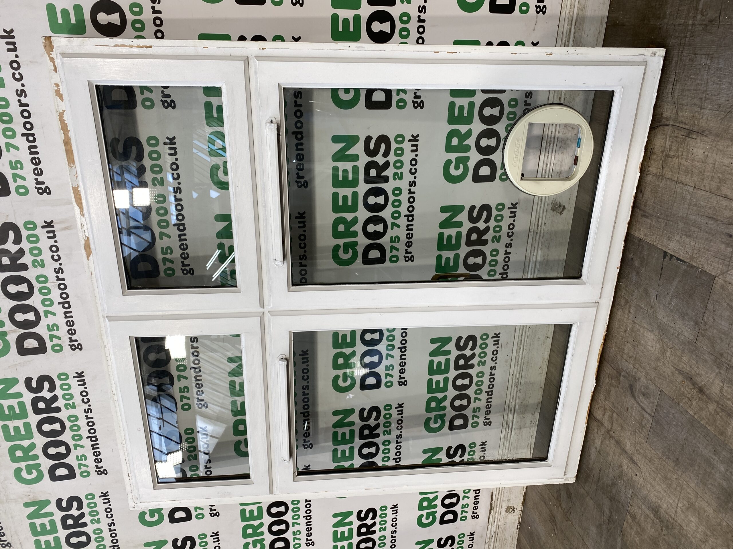 White Wooden Box sash window | Green doors