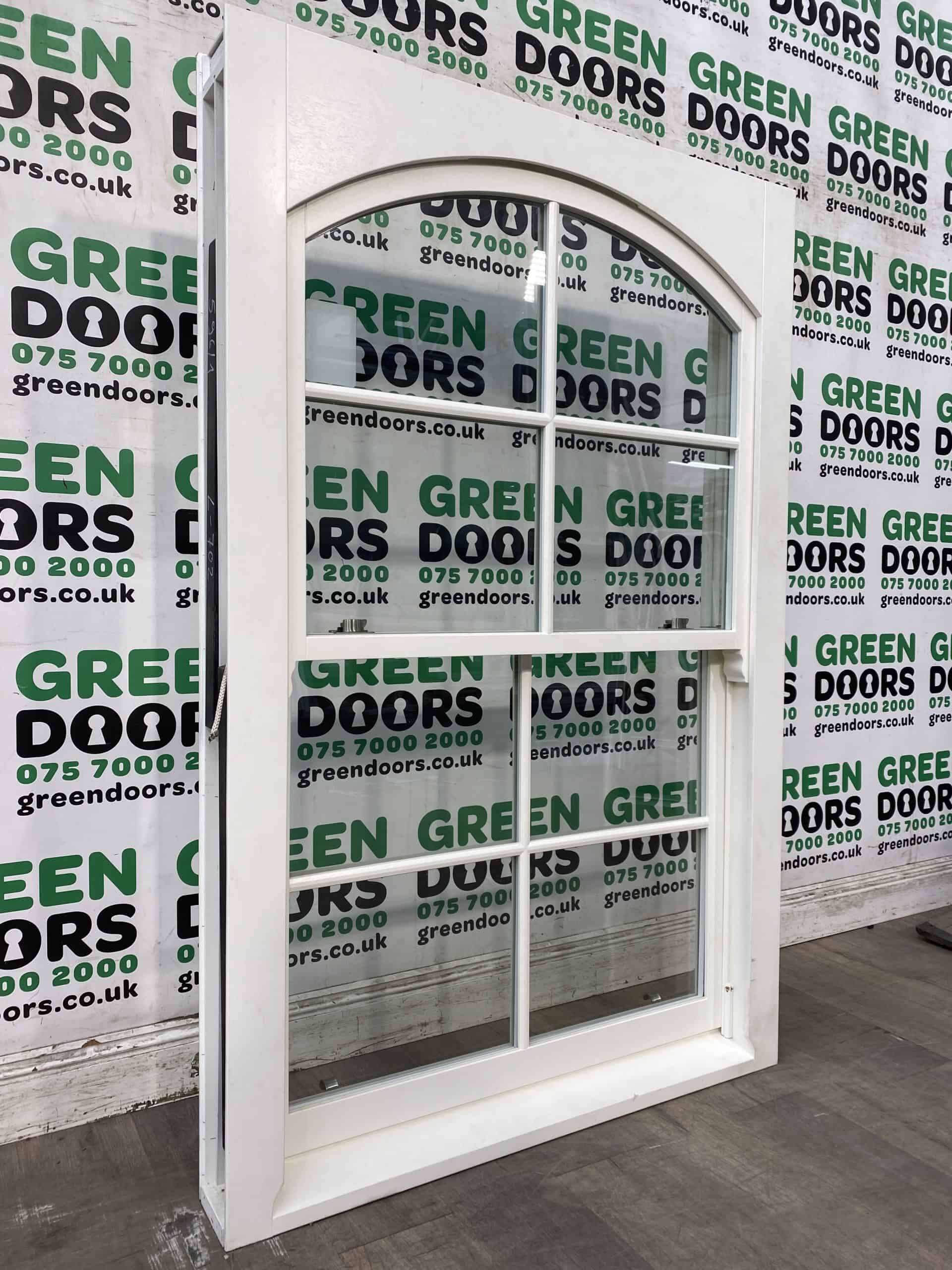 White Wooden Box sash window | Green doors