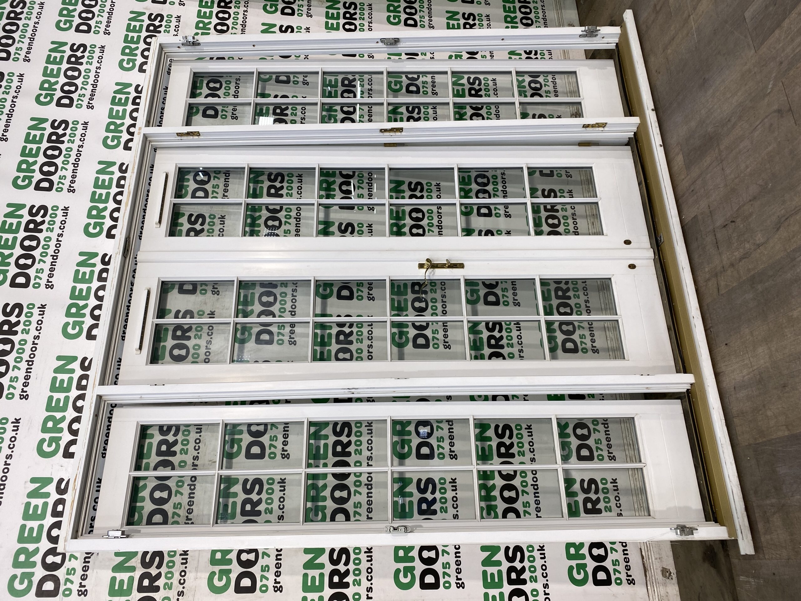 'Super High Quality' White Wooden French doors | Green doors