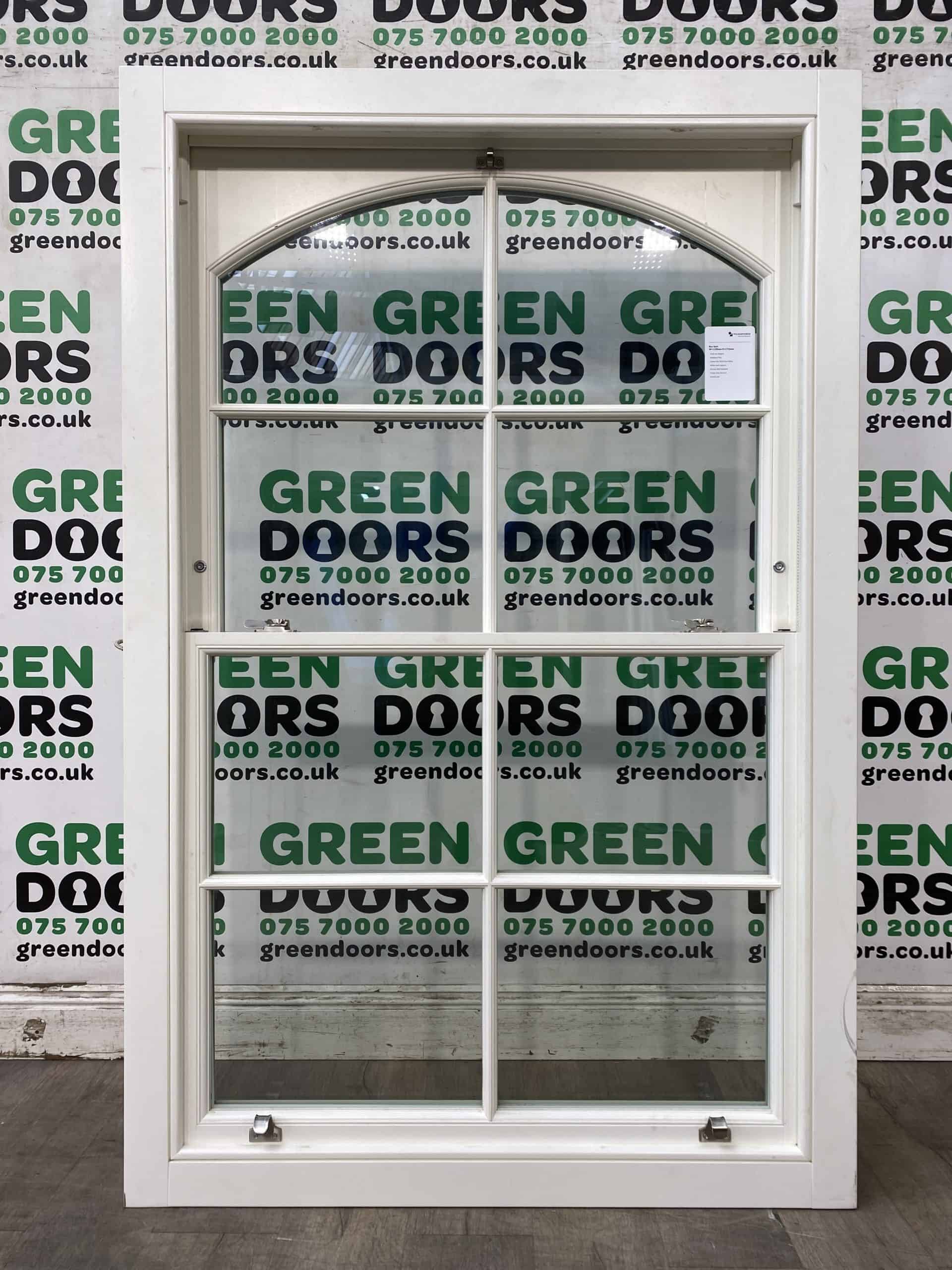White Wooden Box sash window | Green doors