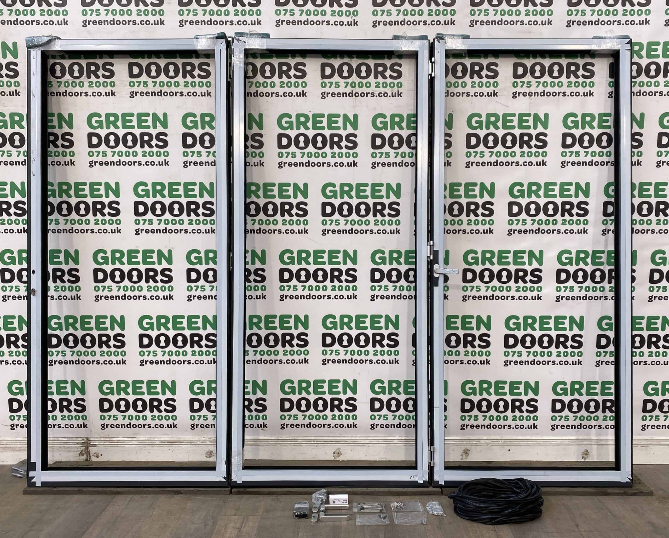 Grey Aluminium Bi-folding doors | Green doors