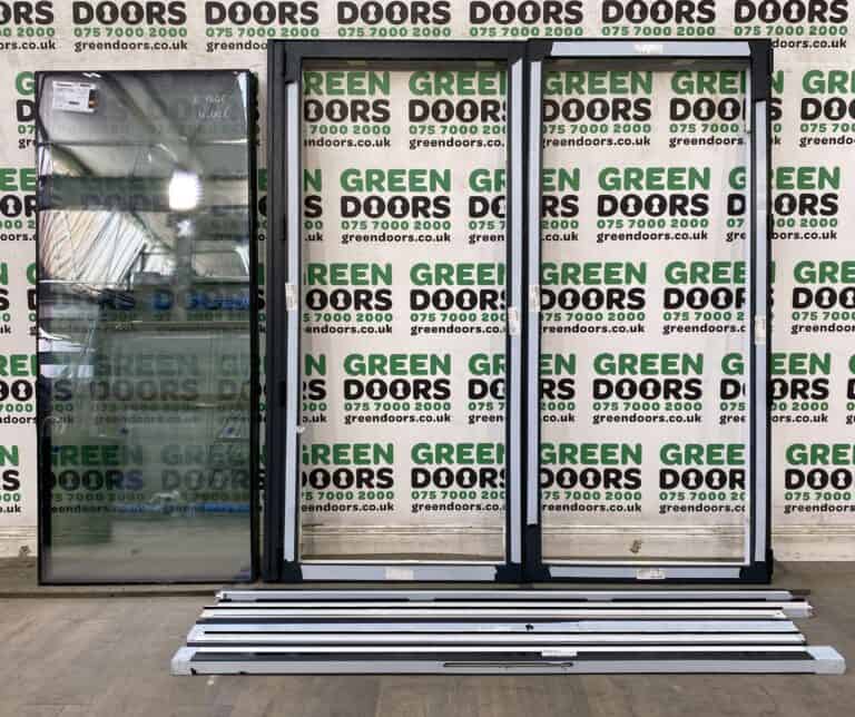 Grey Aluminium Bi-folding doors | Green doors