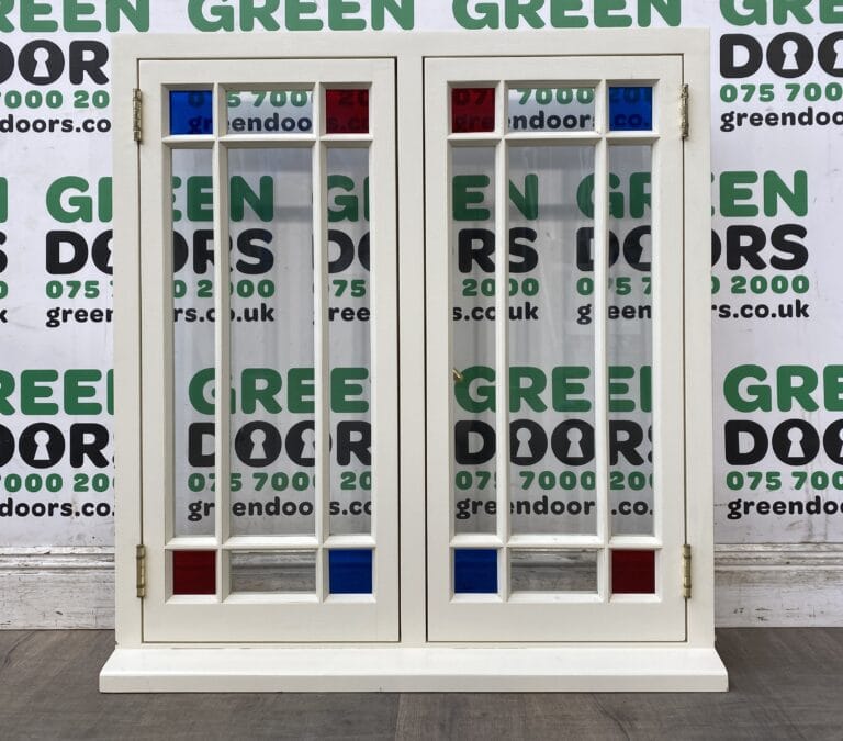 White Wooden Casement window | Green doors