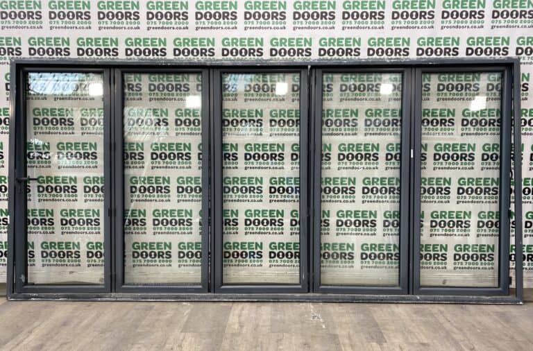 Grey Aluminium Bi-folding doors | Green doors