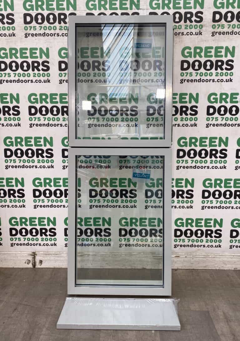 Grey Aluminium Casement window | Green doors
