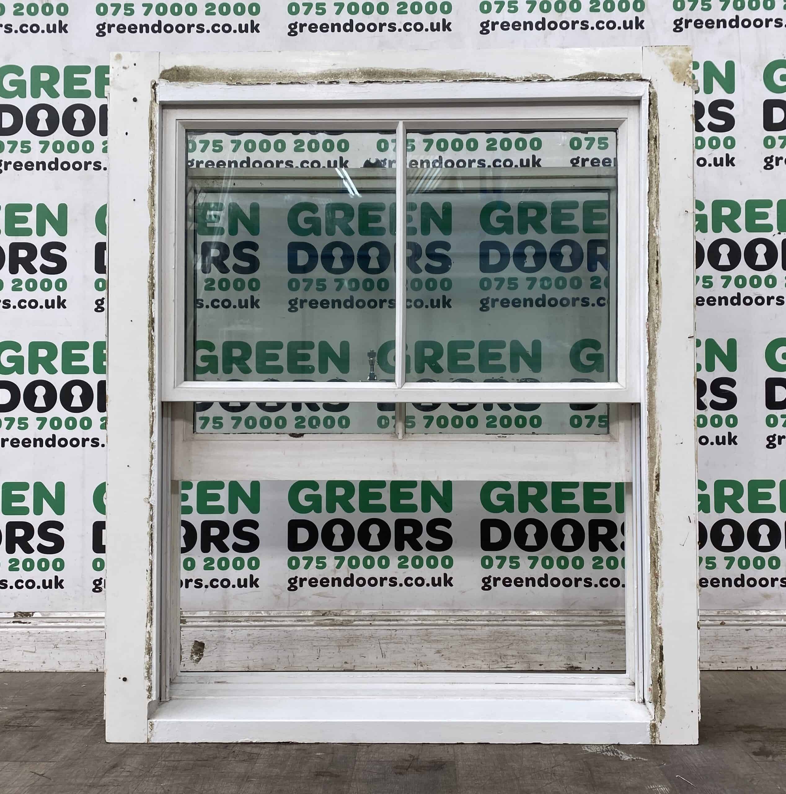 White Wooden Box sash window | Green doors