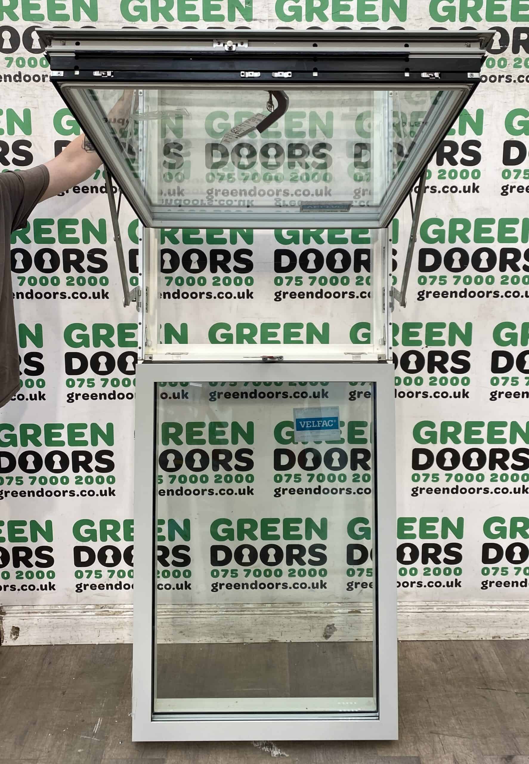 Grey Aluminium Casement window | Green doors