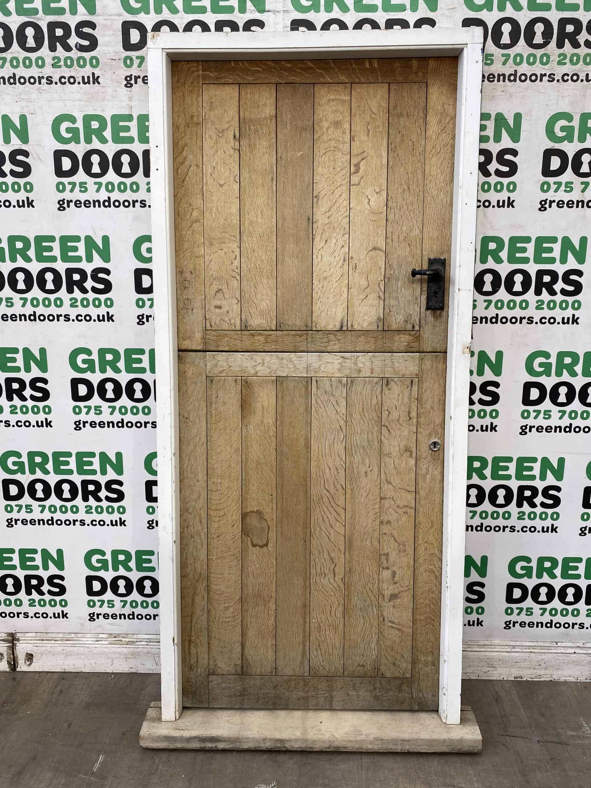 Original wood grain / varnished Wooden Stable door | Green doors