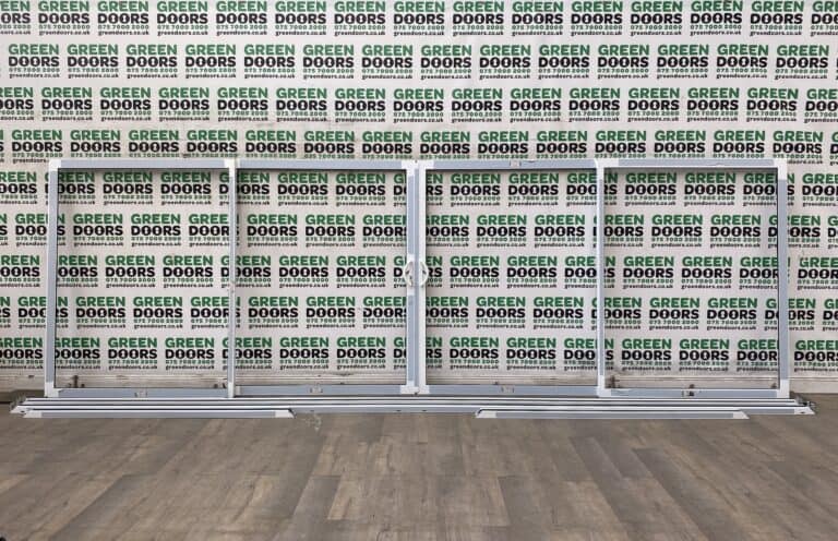 White Aluminium Patio / Sliding doors | Green doors