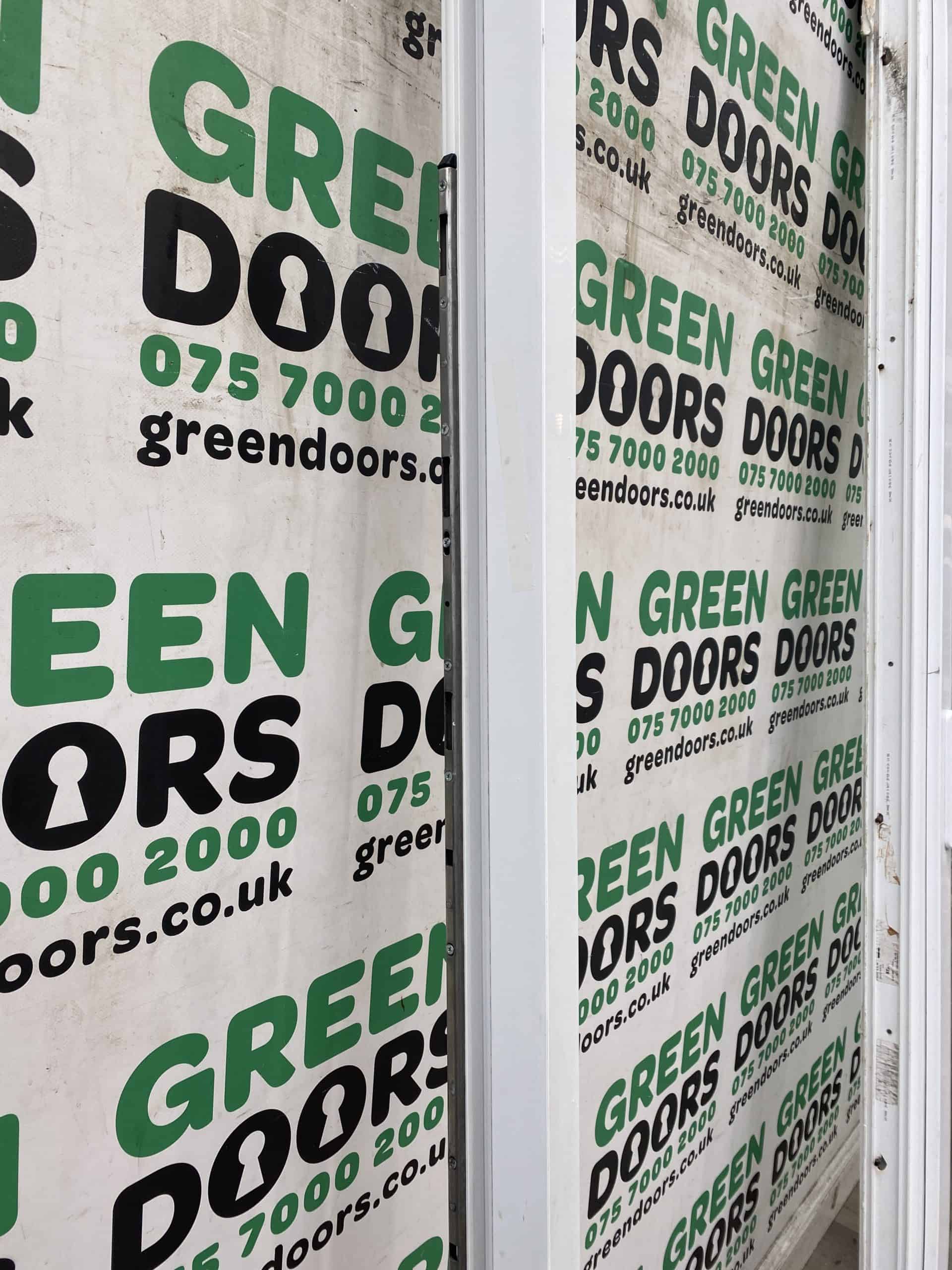 White uPVC Patio / Sliding doors | Green doors